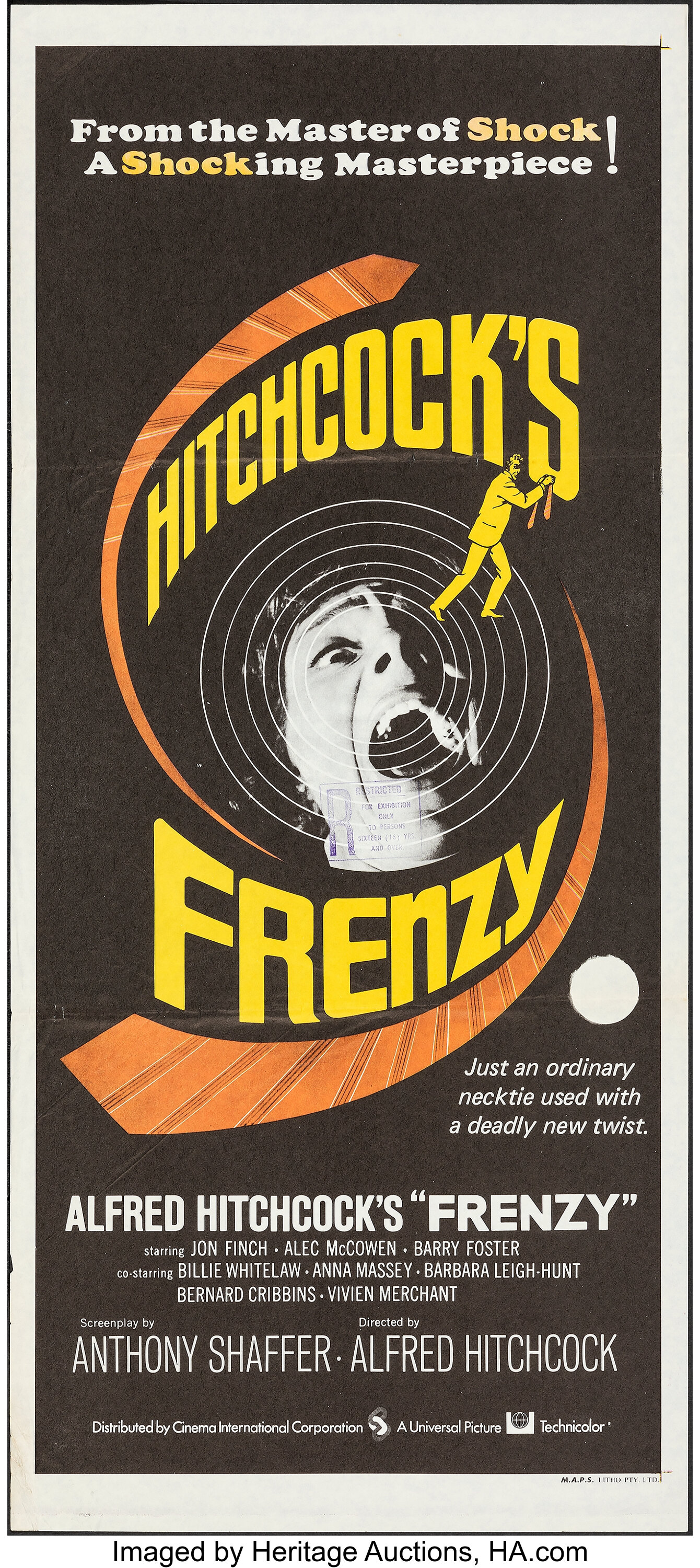 Frenzy (Universal, 1972). Folded, Very Fine. Australian Daybill | Lot ...