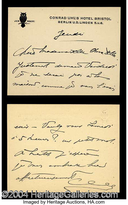 Cleo de Merode Handwritten Letter Signed Autographs | Lot #102 ...