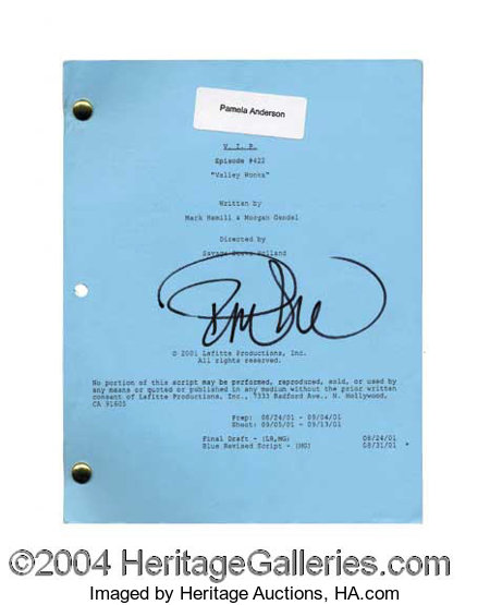 Pamela Anderson Personal Signed V.I.P. Script Autographs | Lot #133 ...