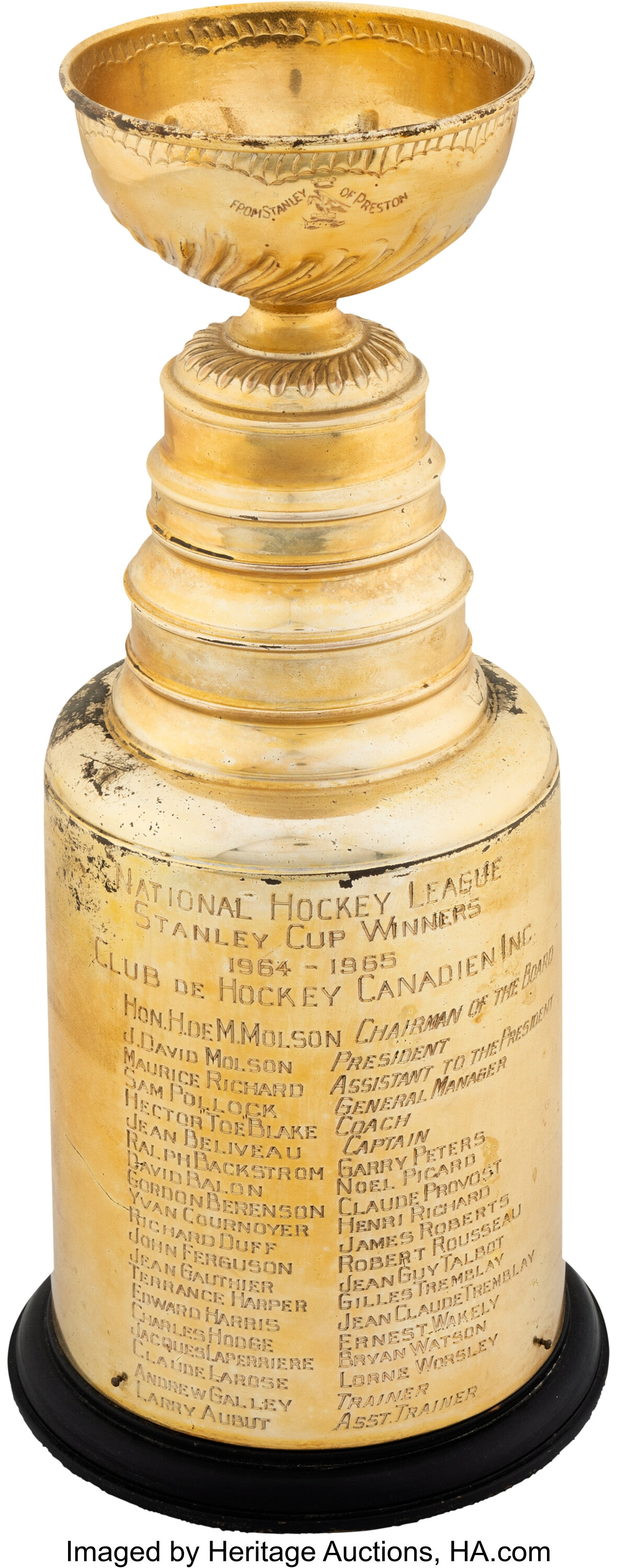 1965 Montreal Canadiens Stanley Cup Championship Personal Trophy | Lot ...