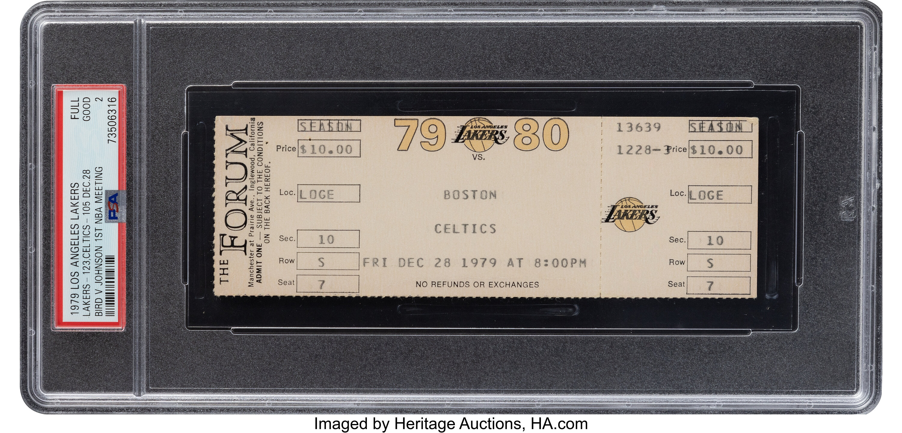 1979 Los Angeles Lakers Full Ticket (First NBA Meeting of Larry | Lot ...
