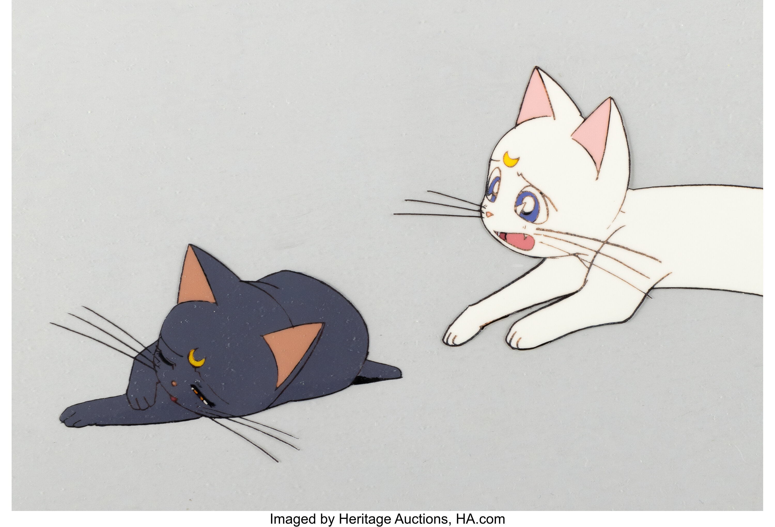 Sailor Moon Luna and Artemis Production Cel with Animation Drawing ...