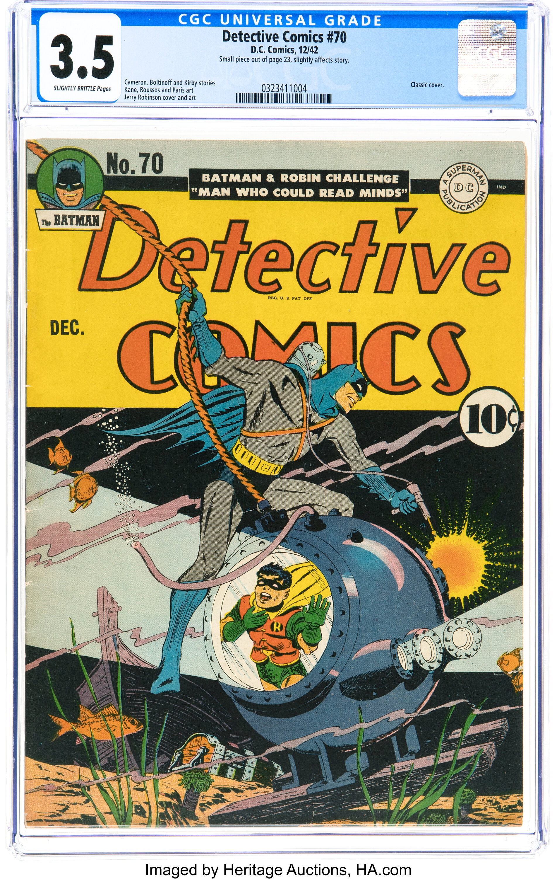 Detective Comics #70 (DC, 1942) CGC VG- 3.5 Slightly brittle | Lot ...