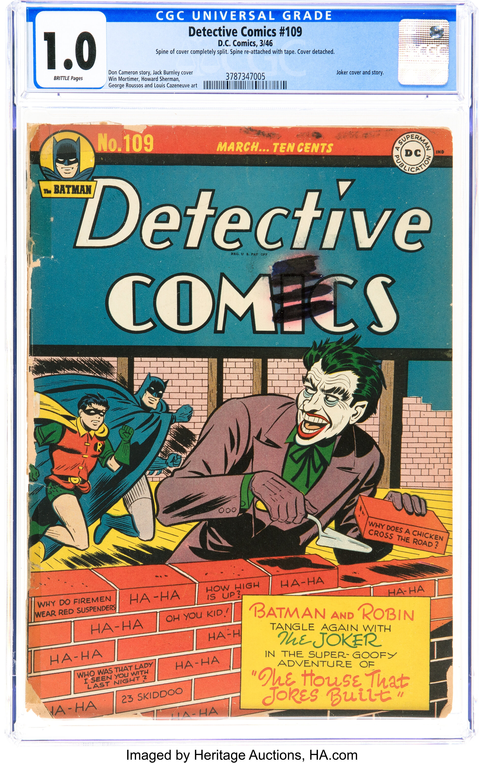 Detective Comics #109 (DC, 1946) CGC FR 1.0 Brittle pages.... | Lot ...