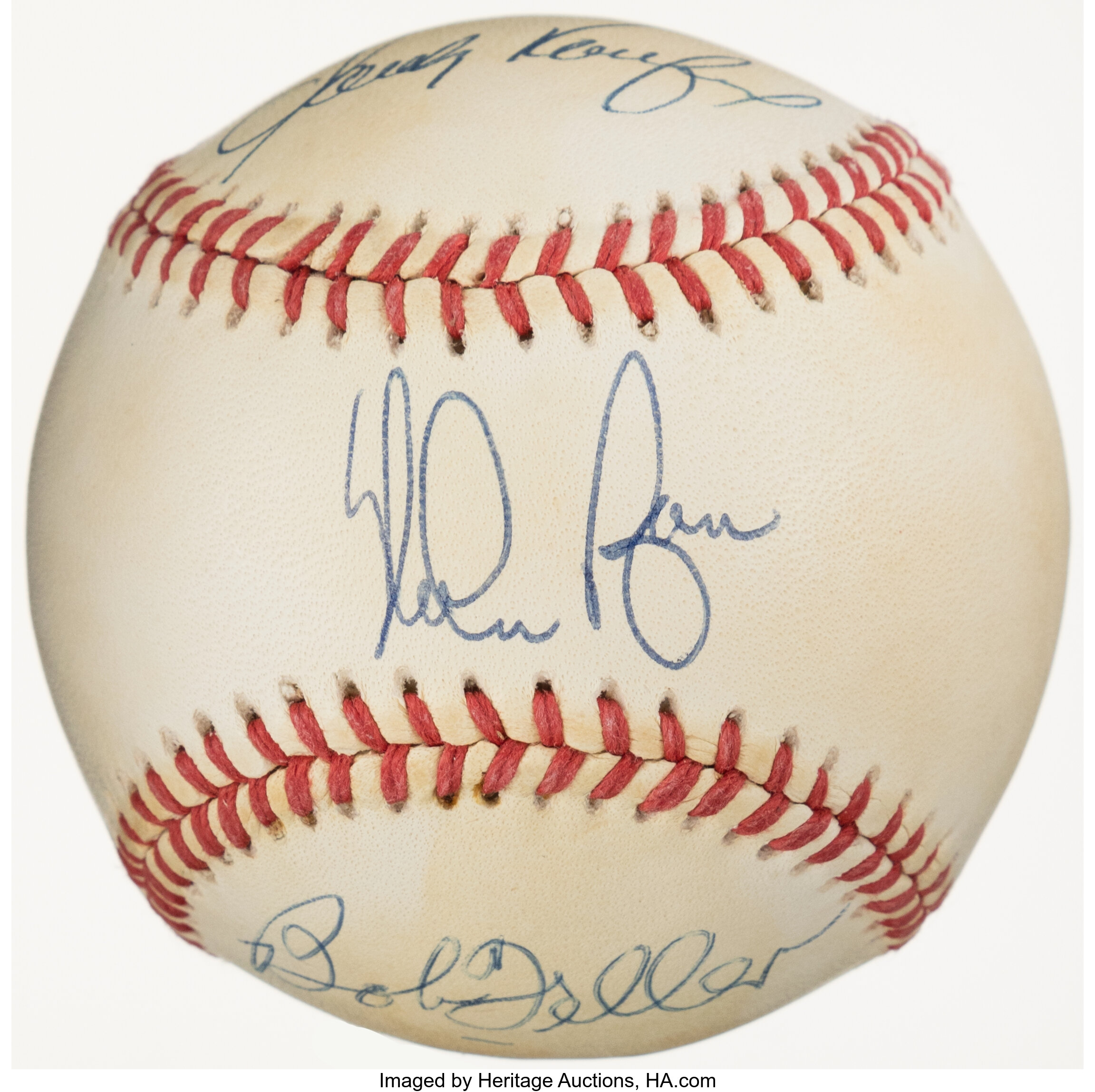 Bob Feller, Nolan Ryan, Sandy Koufax Multi-Signed Baseball. ... | Lot ...