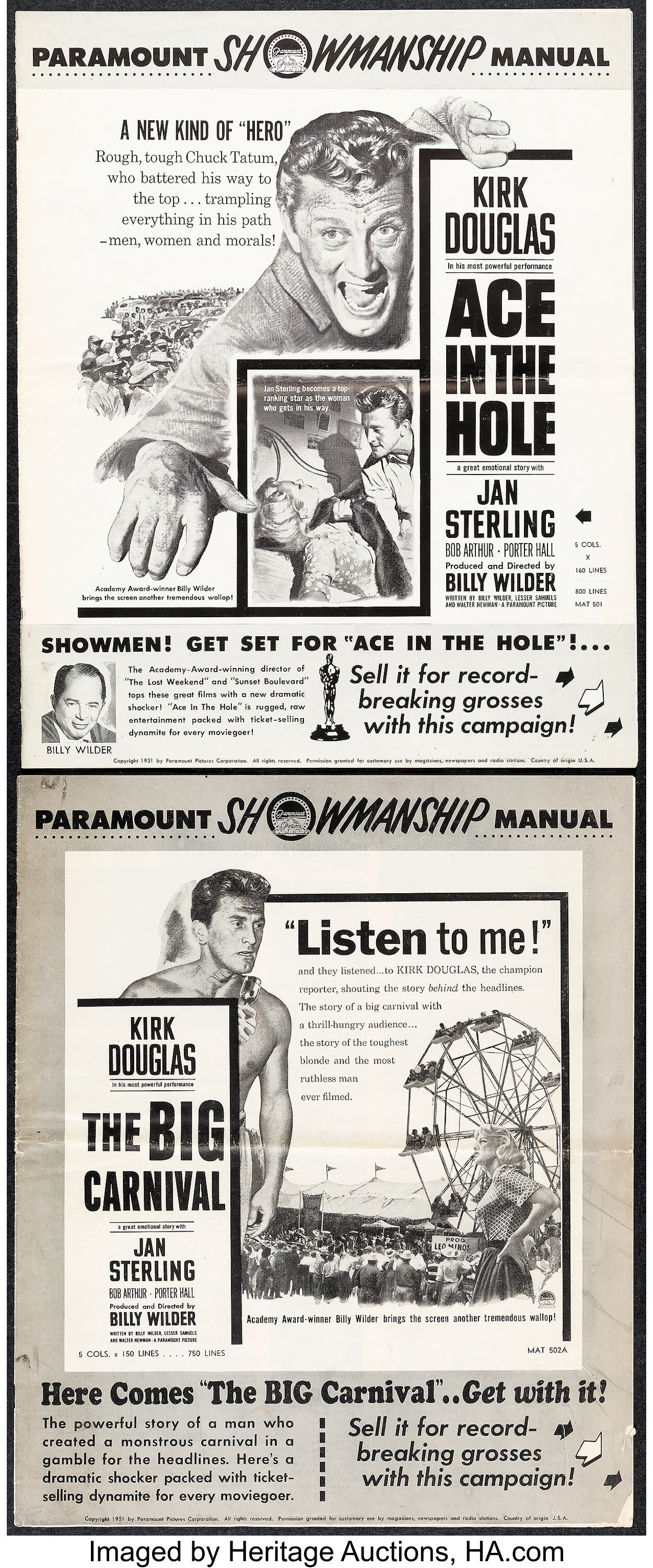 Ace In The Hole (Paramount, 1951). Folded, Very Fine-. Uncut | Lot ...