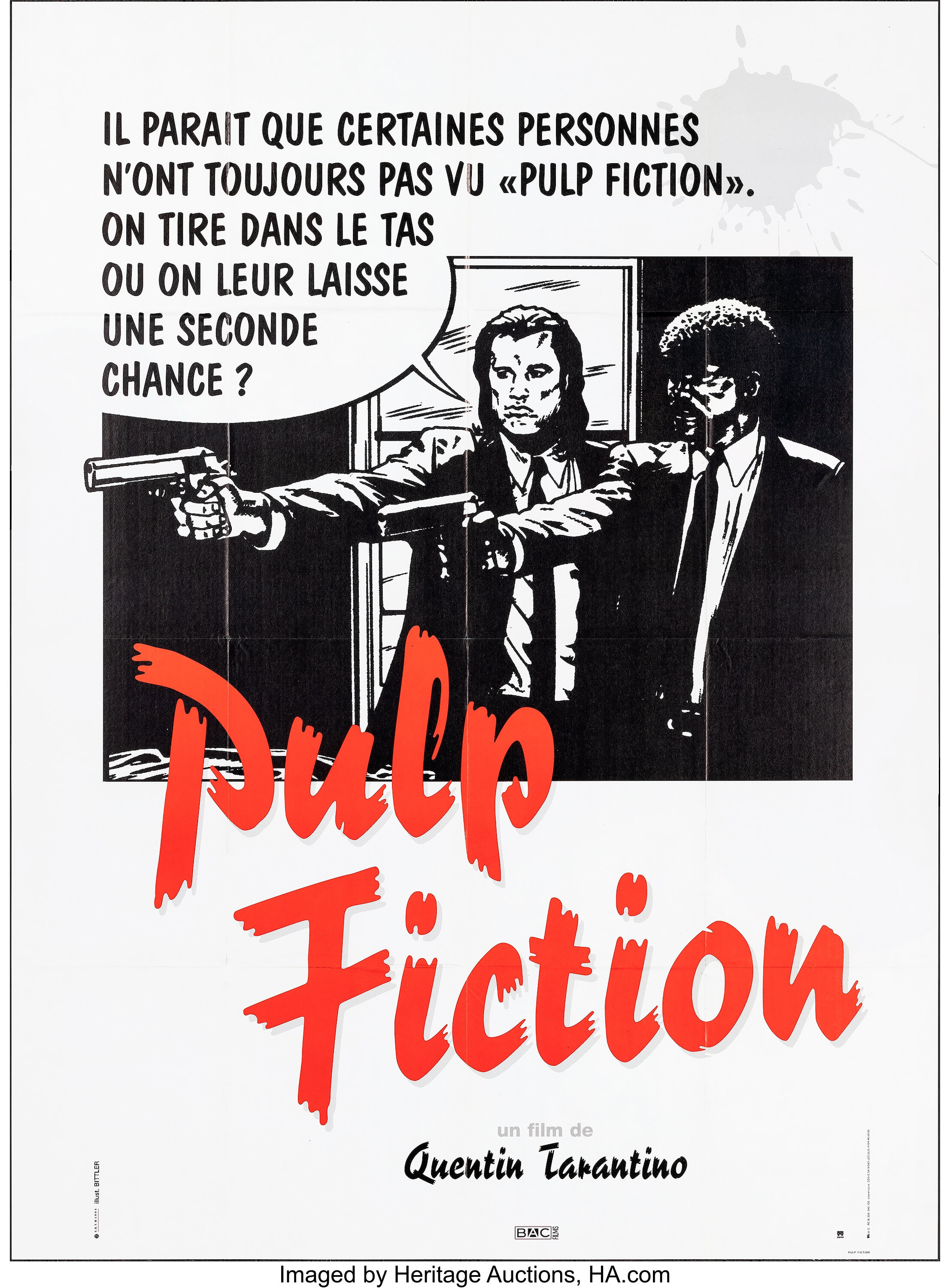 Pulp Fiction (BAC Films/Sonis, 1994). Folded, Very Fine+. French | Lot ...