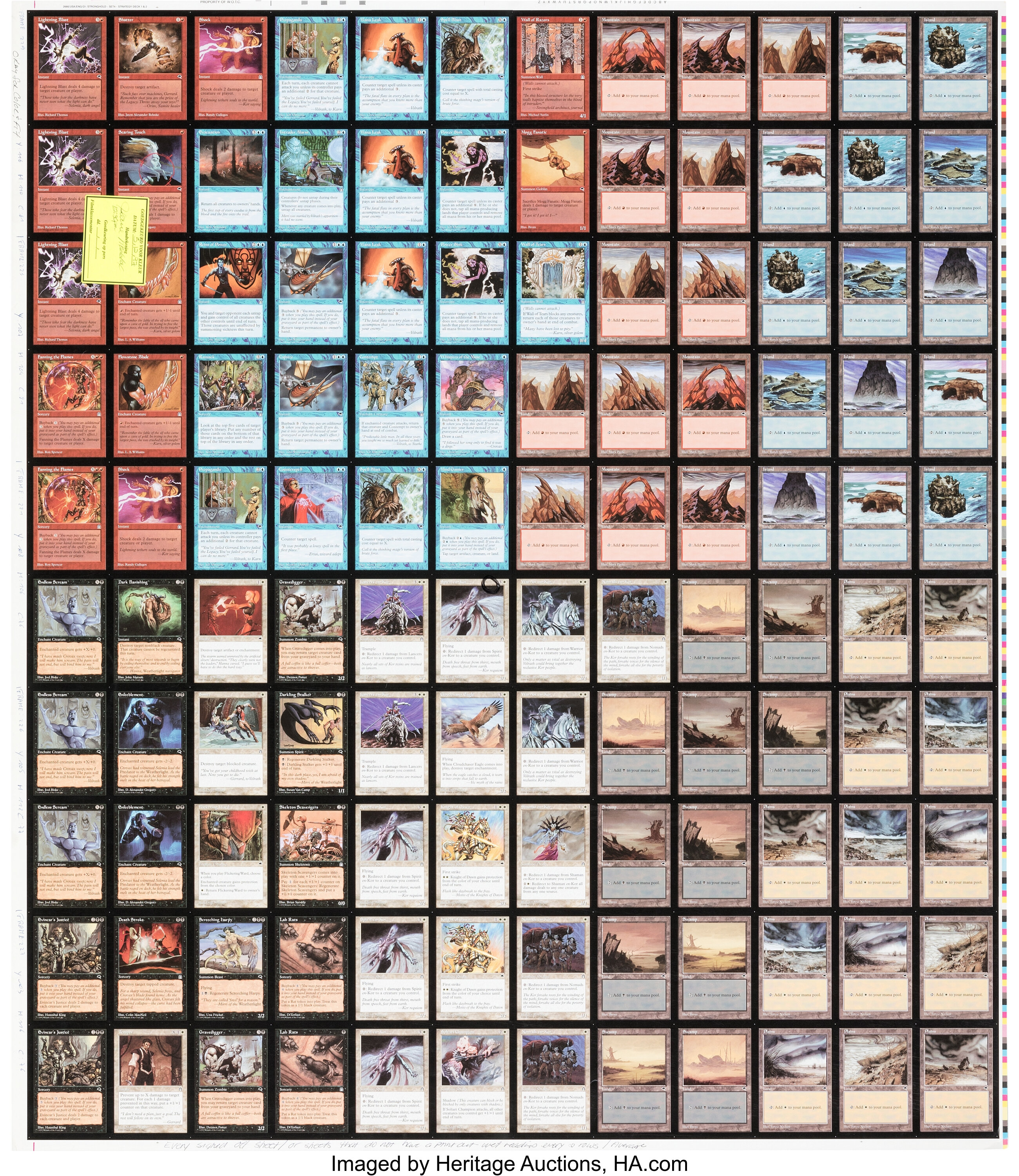 Magic: The Gathering Stronghold Preconstructed Deck Uncut Sheet | Lot ...