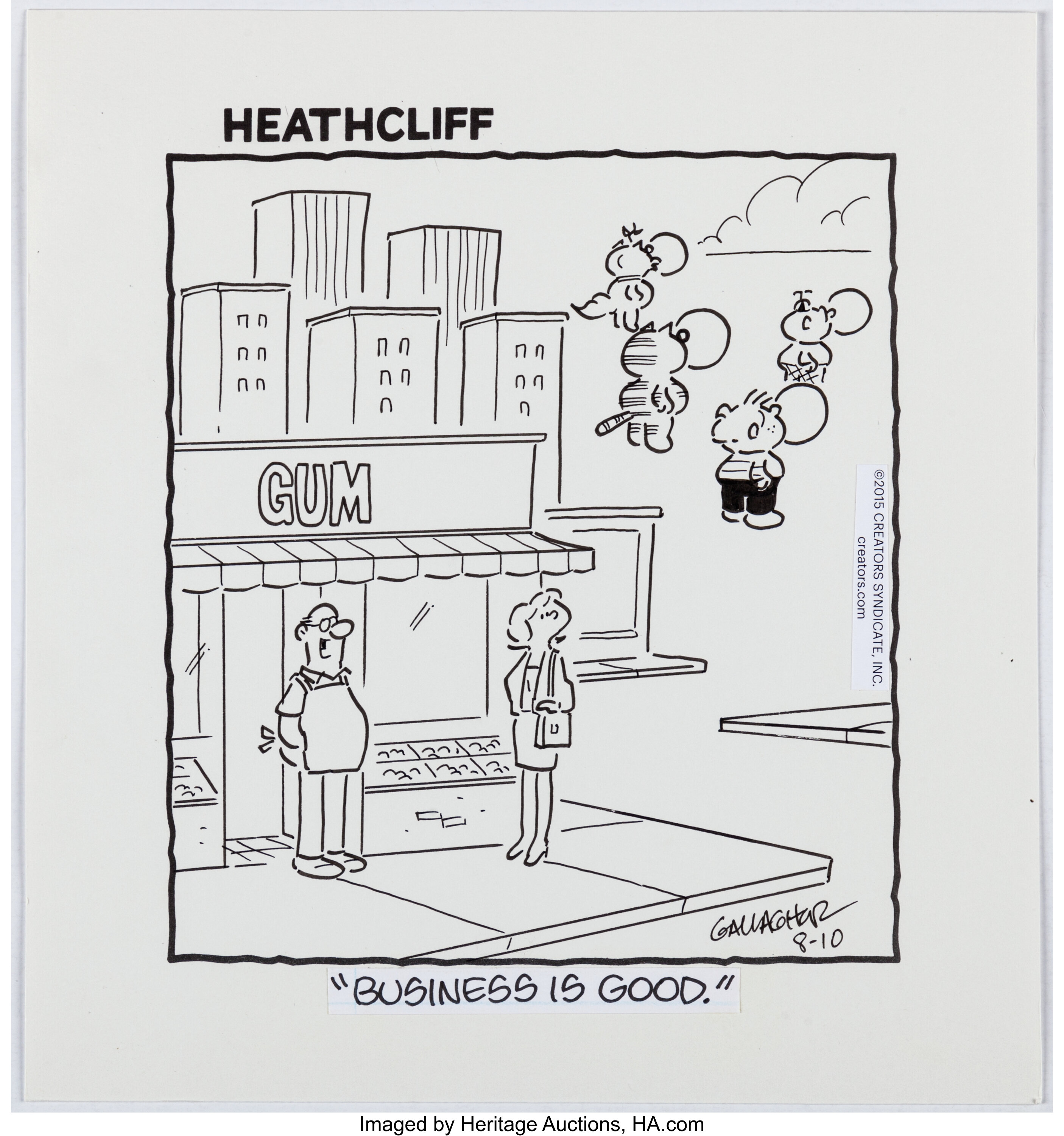 Peter Gallagher Heathcliff Daily Comic Strip Original Art dated | Lot ...