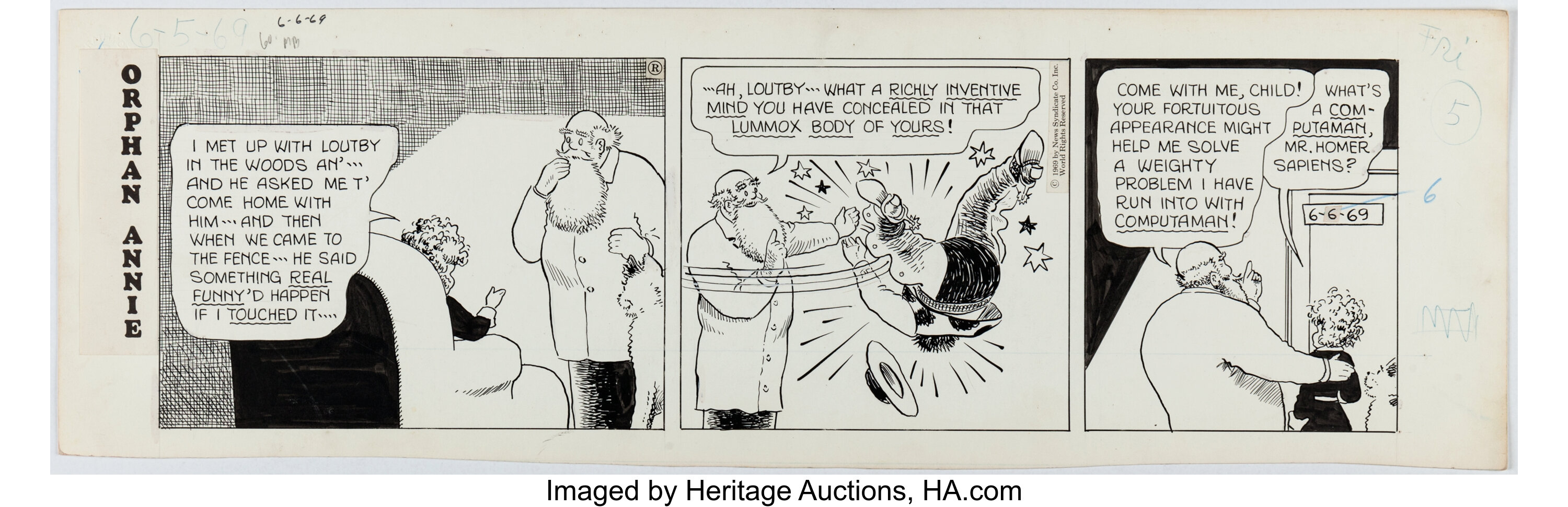 Tex Blaisdell Little Orphan Annie Daily Comic Strip Original Art | Lot ...