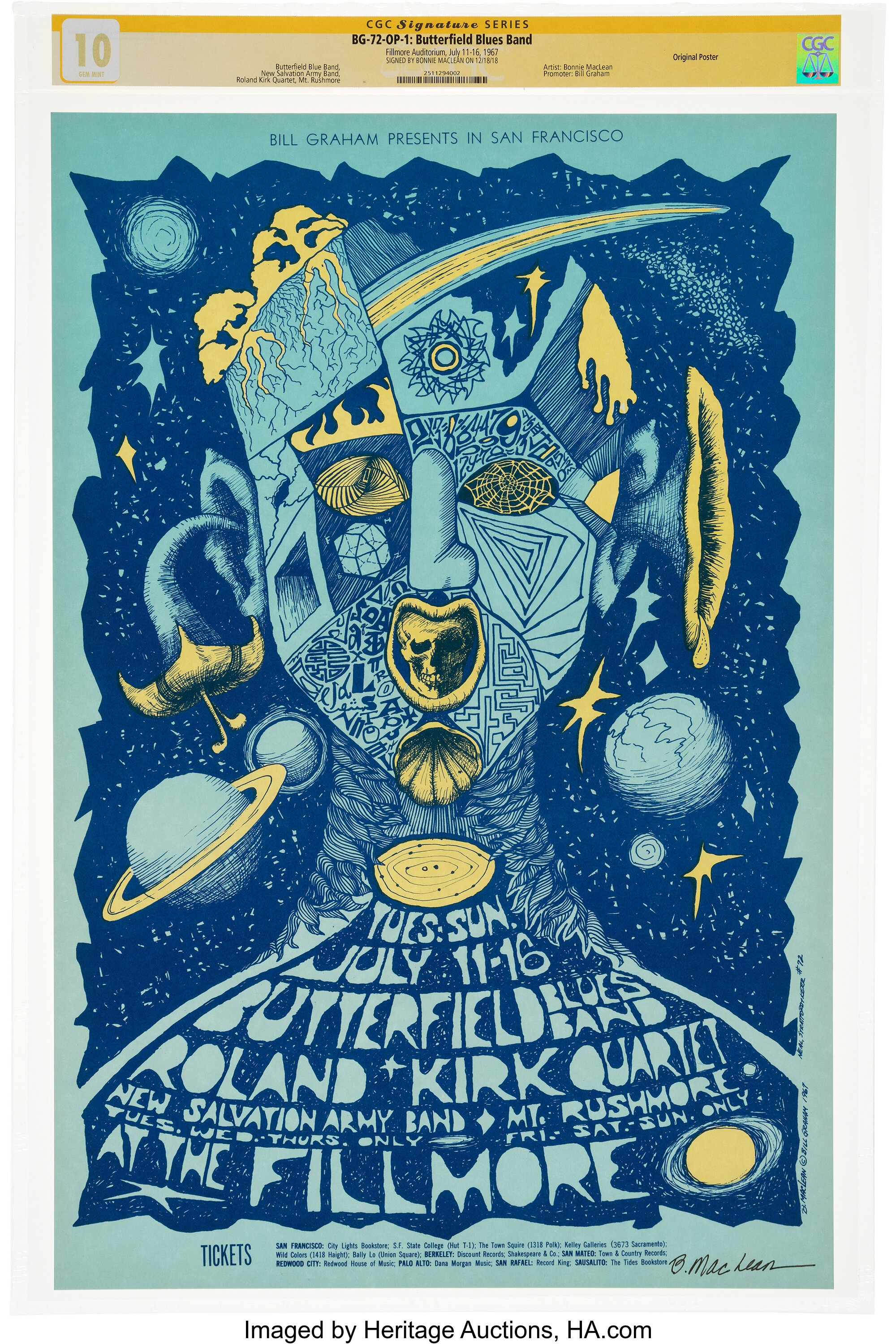 BG-72 Butterfield Blues Band 1967 Fillmore Poster Signed by Bonnie ...