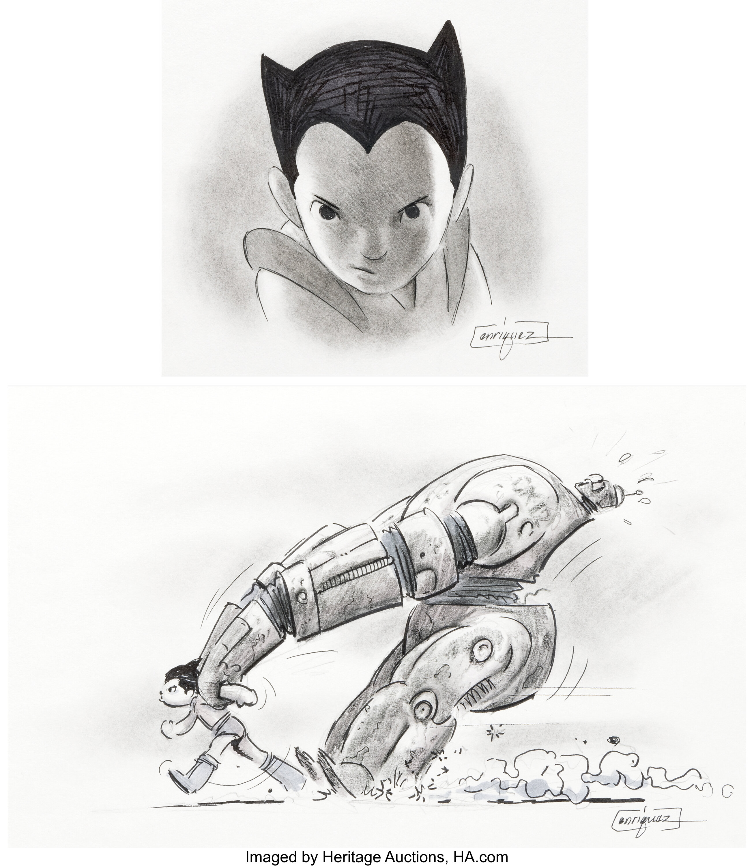 Astro Boy Concept Drawing Signed by Thom Enriquez Group of 4 (Sony ...