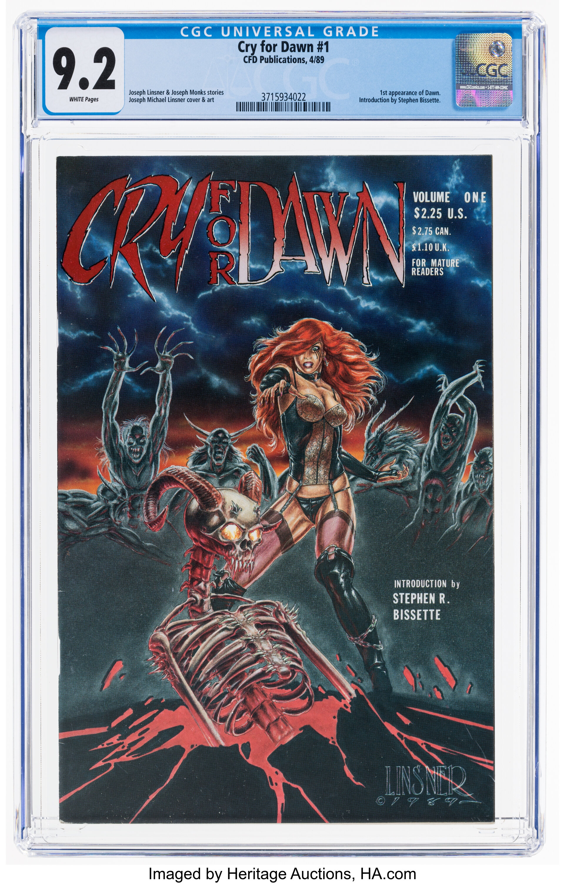 Cry For Dawn #1 (CFD Productions, 1989) CGC NM- 9.2 White pages ...