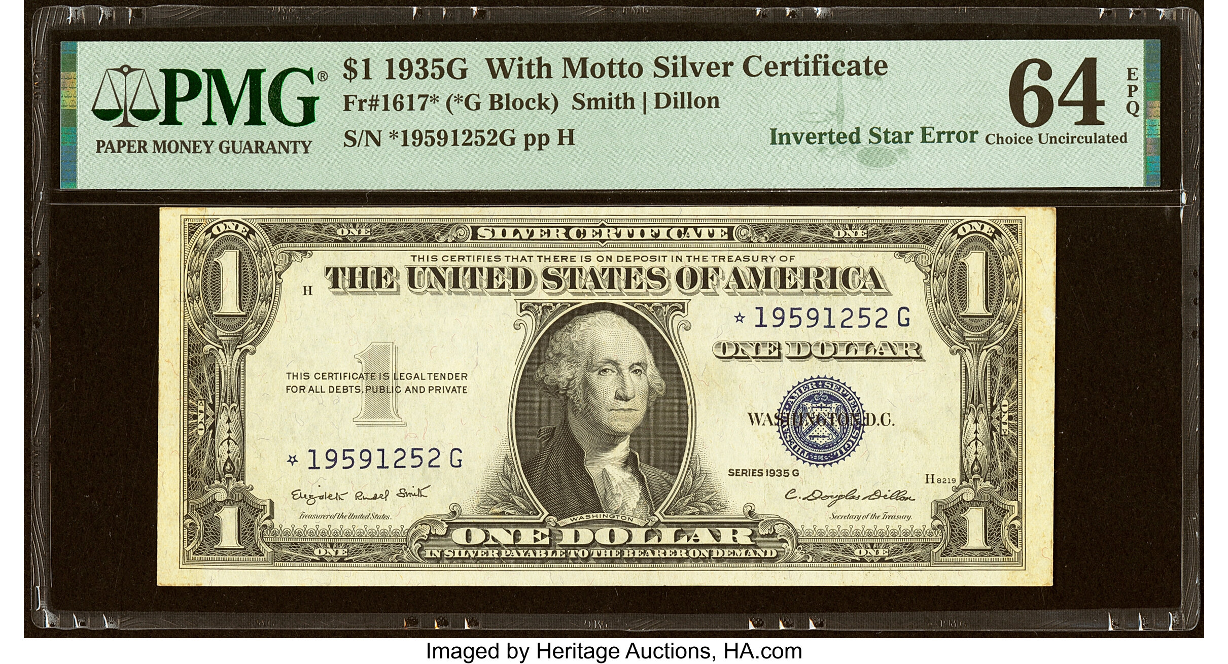 Inverted Star Error Fr. 1617* $1 1935G With Motto Silver | Lot #21023 ...