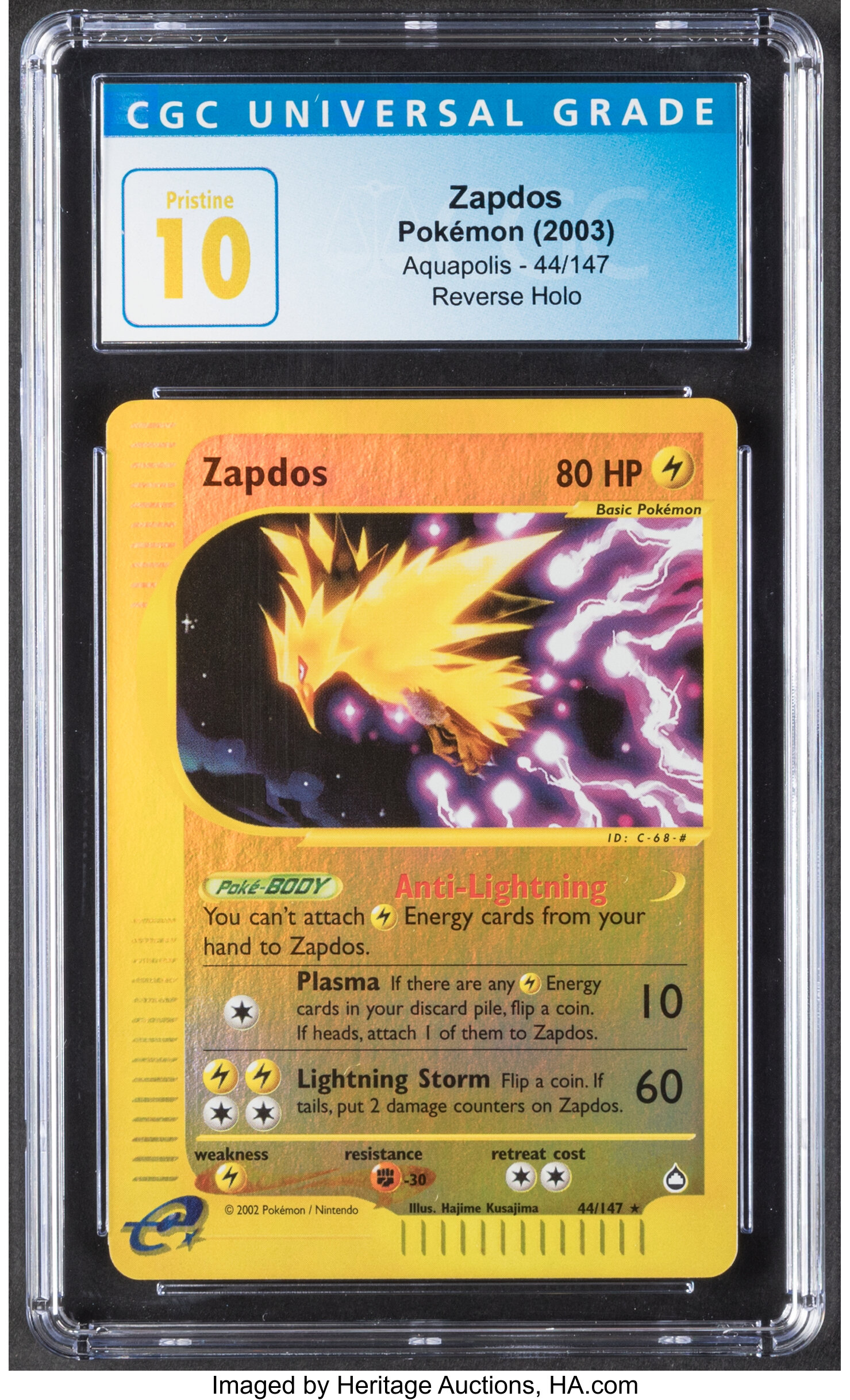 Pokémon Zapdos #44 Aquapolis CGC Trading Card Game Pristine 10 (The ...