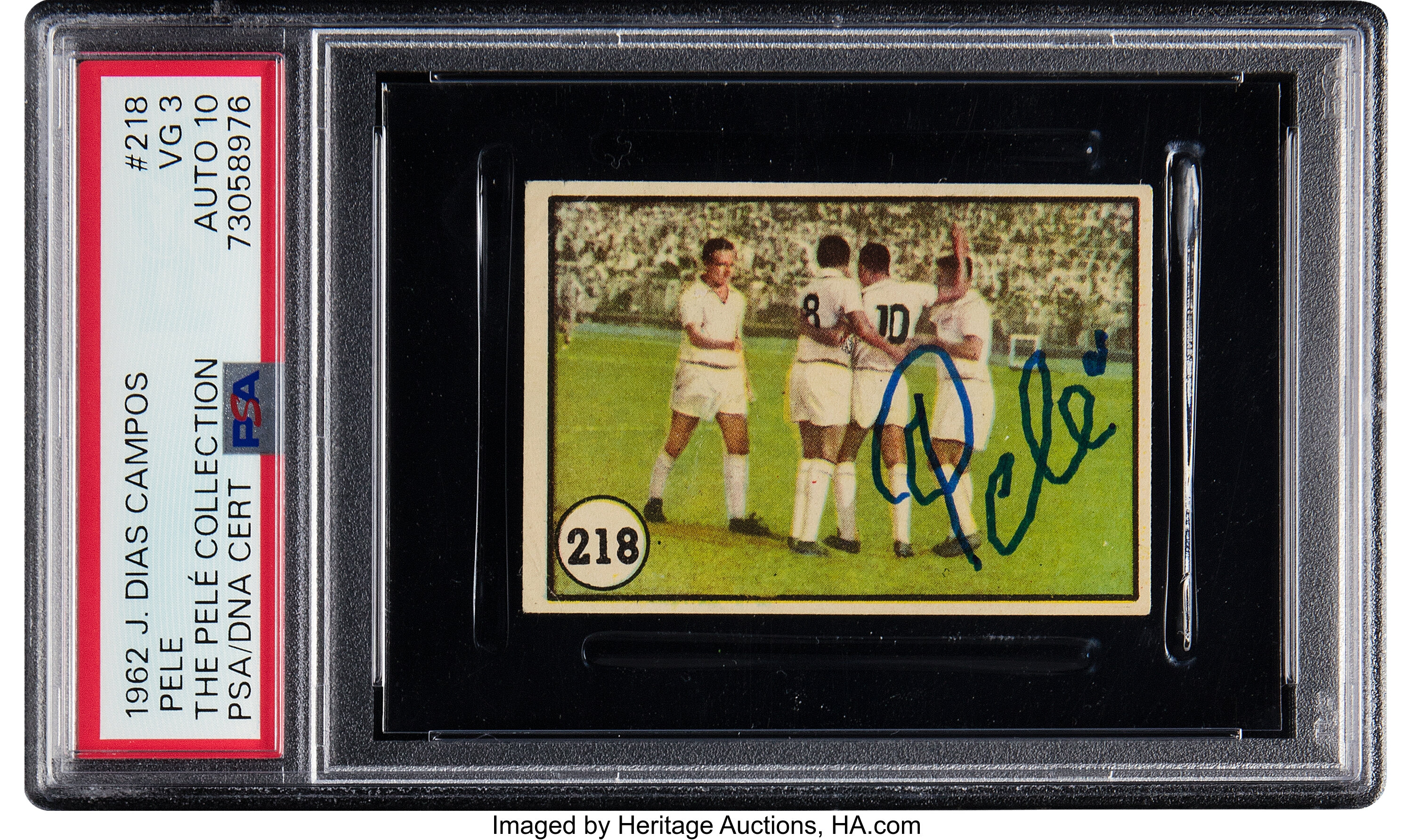 1962 J. Dias Campos Pele #218 Signed by Pele PSA VG 3, PSA/DNA Auto ...