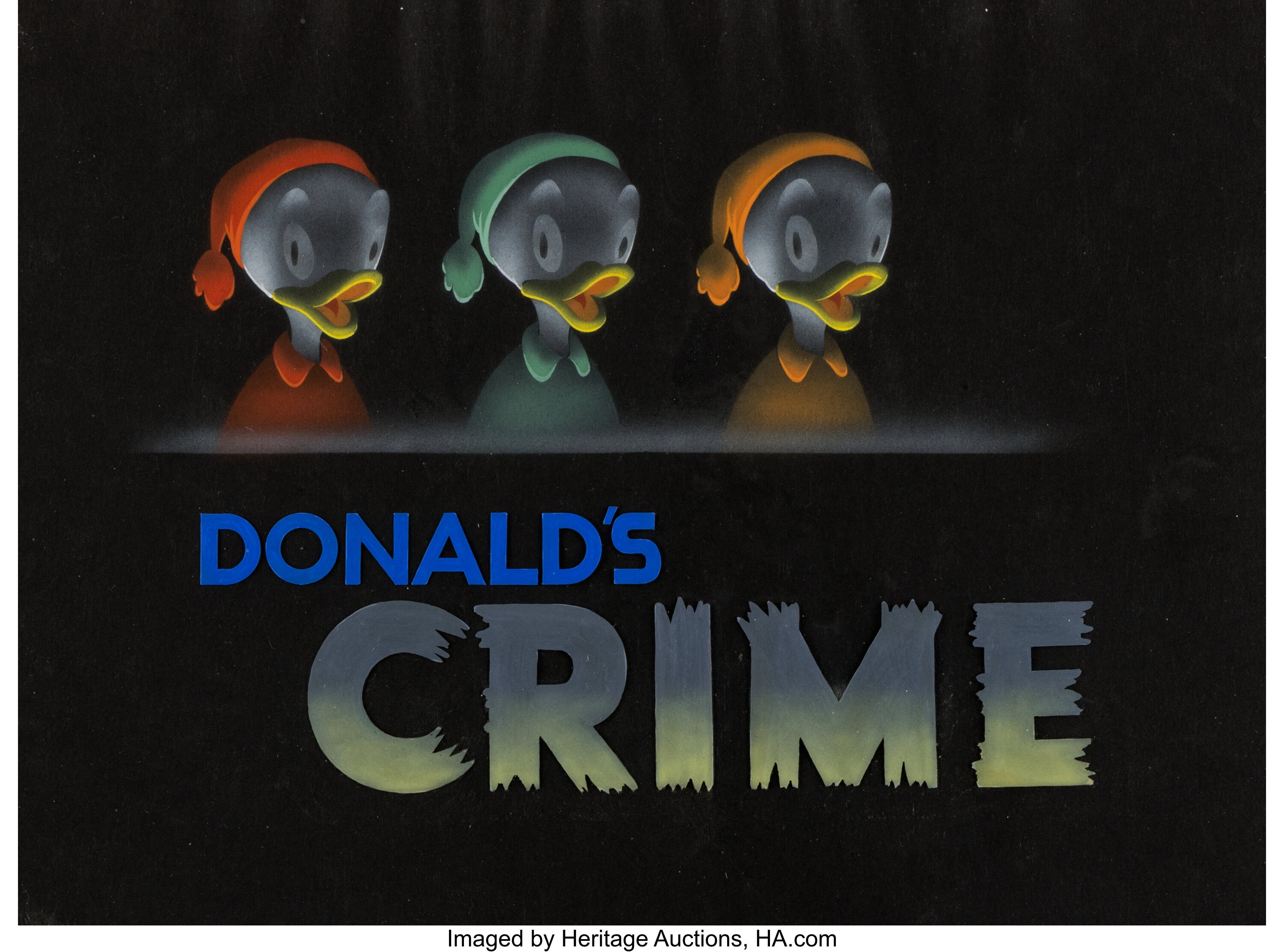 Donald's Crime Huey, Dewey, and Louie Title Card Production Cel and ...