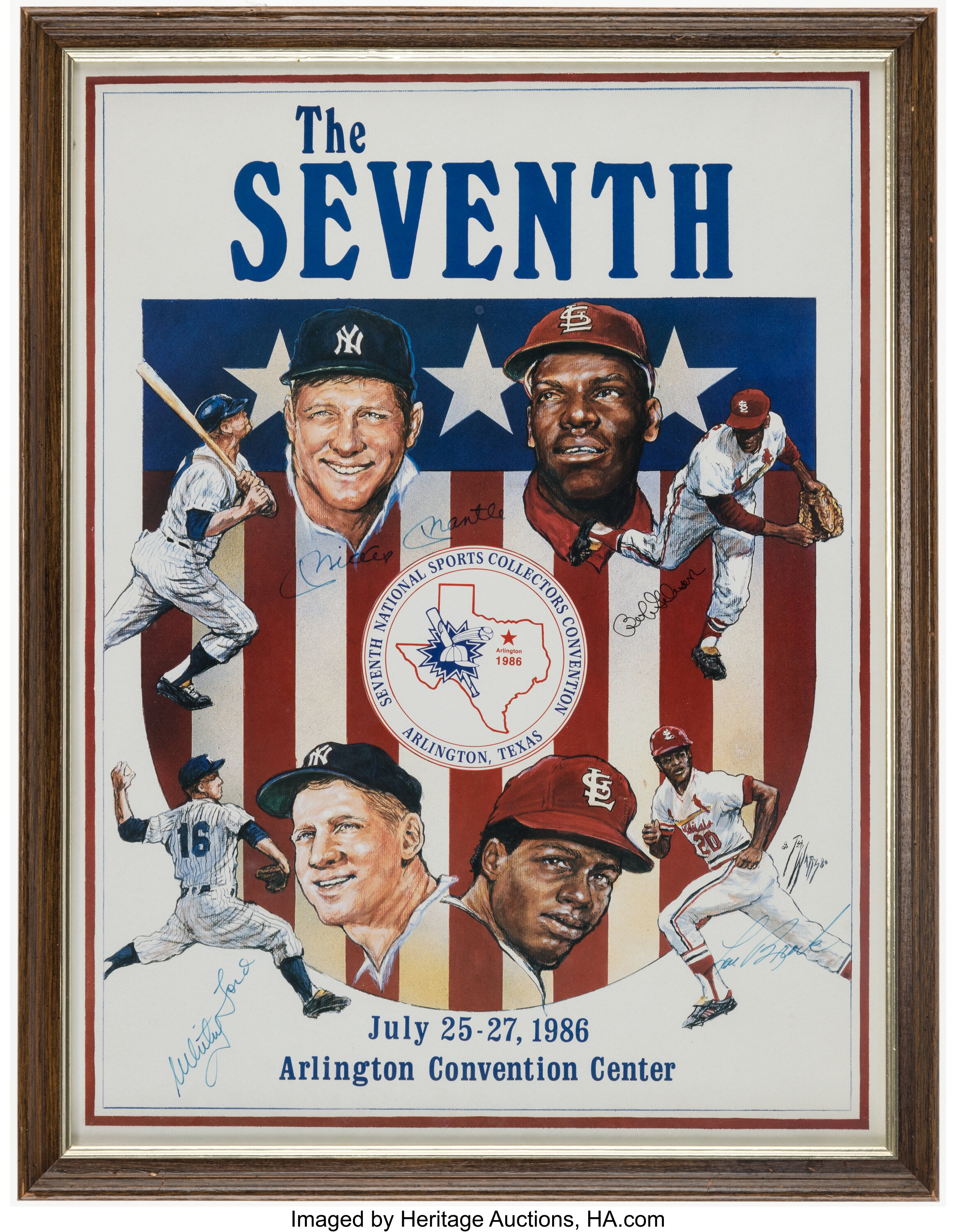 1986 National Sports Collectors Convention Poster Signed By Mantle ...