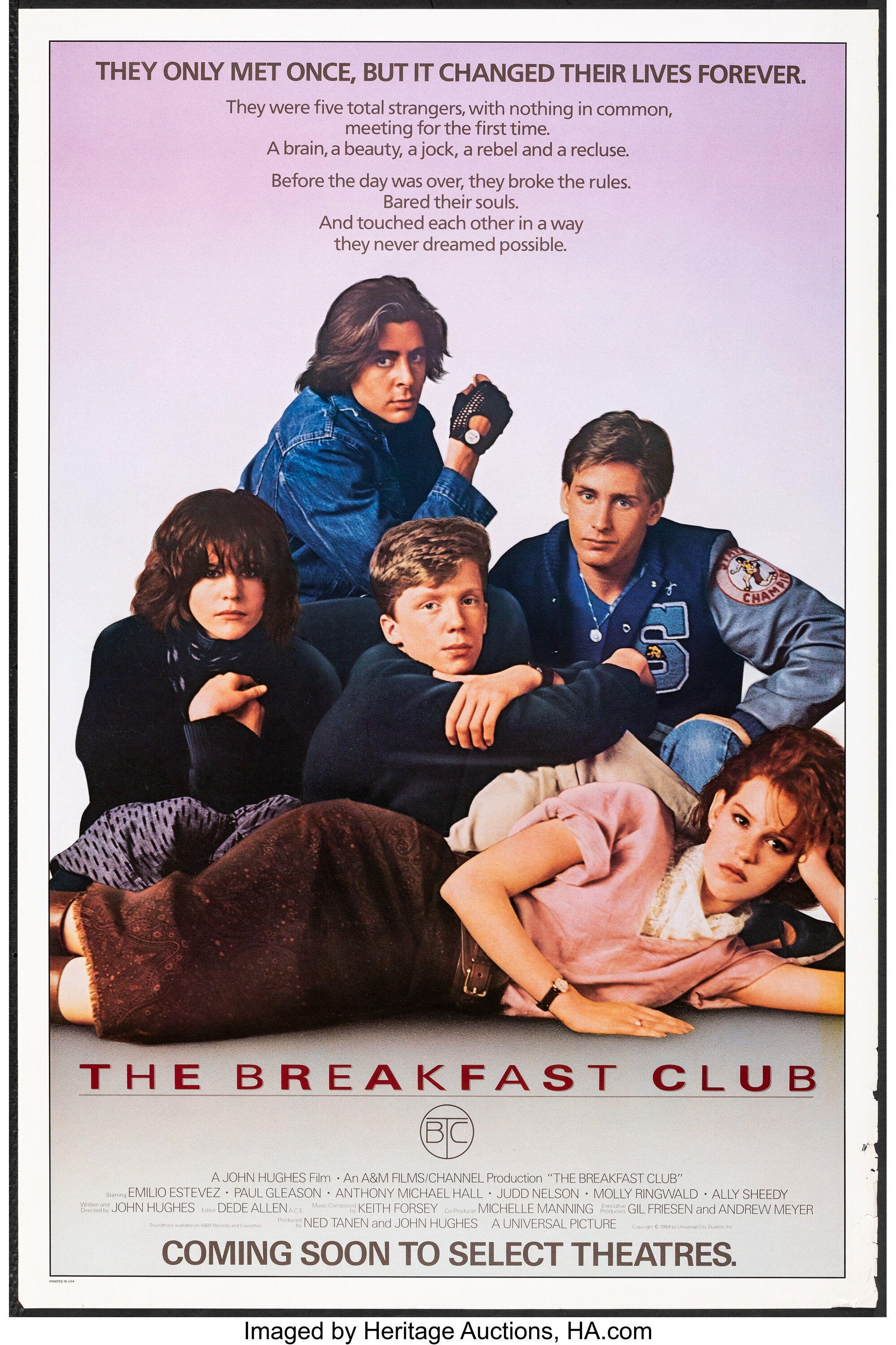 The Breakfast Club (Universal, 1985). Rolled, Very Fine-. One Sheet ...