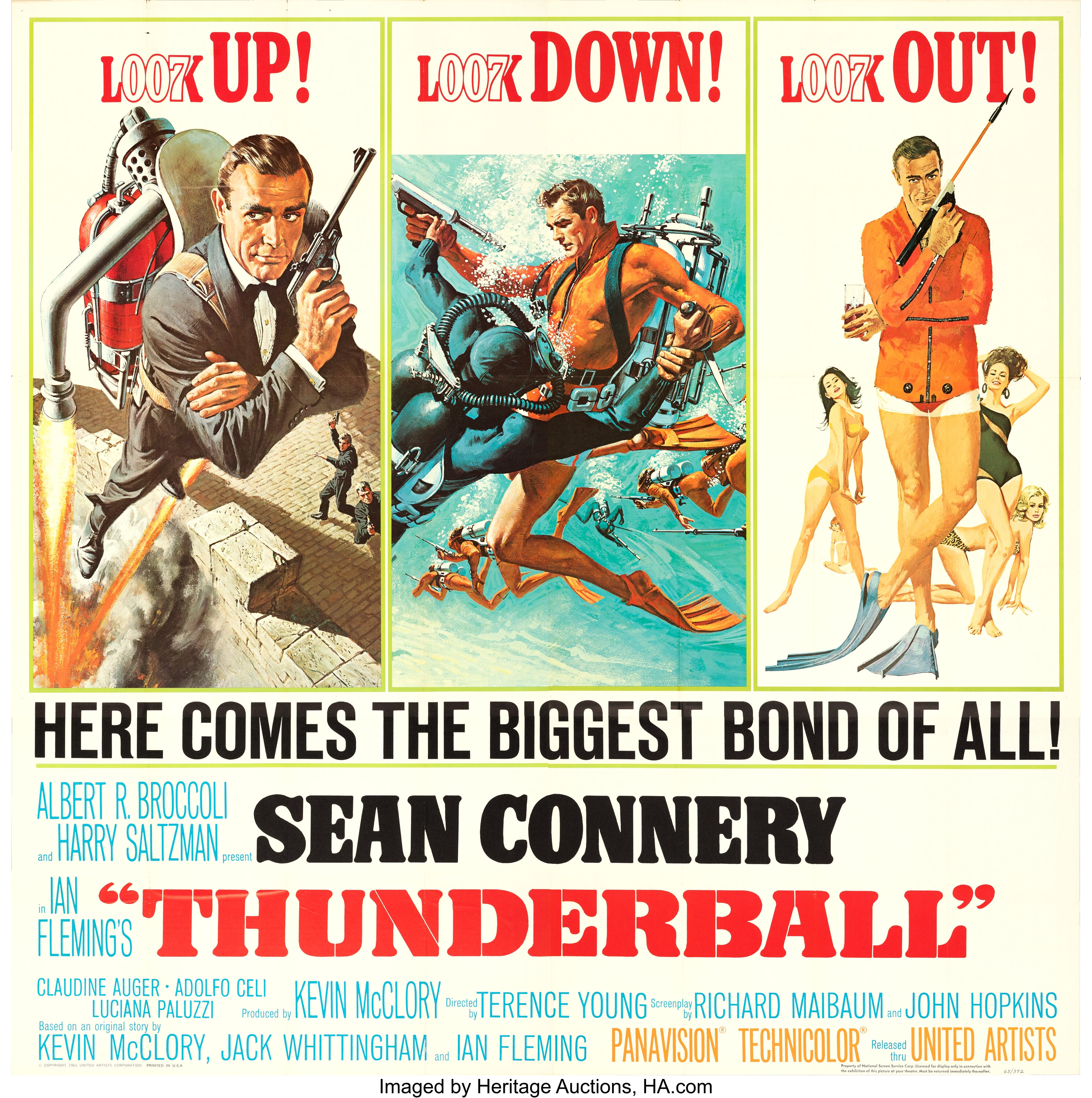 Thunderball (United Artists, 1965). Folded, Very Fine+. Six Sheet | Lot ...