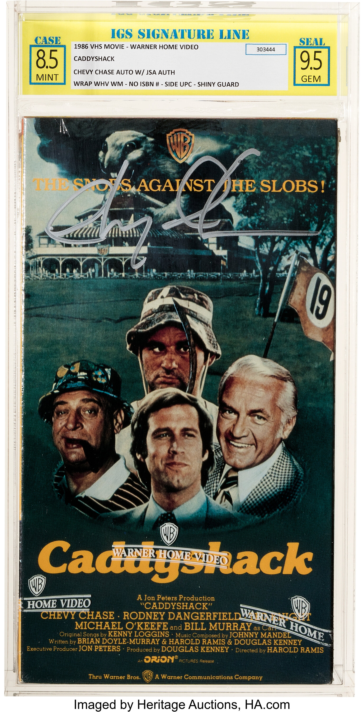 Caddyshack (Signed by Chevy Chase) VHS 1986 - IGS Box 8.5 Mint and ...