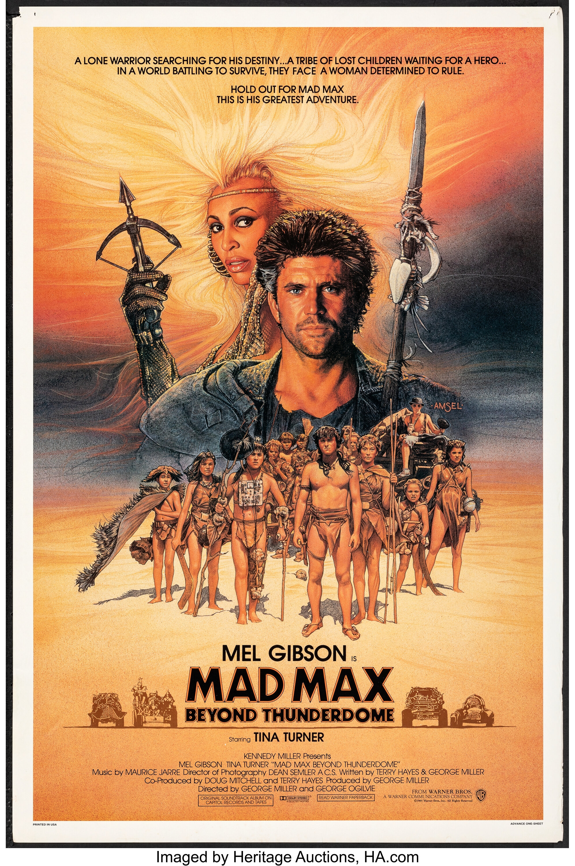 Mad Max Beyond Thunderdome (Warner Bros., 1985). Rolled, Very | Lot ...