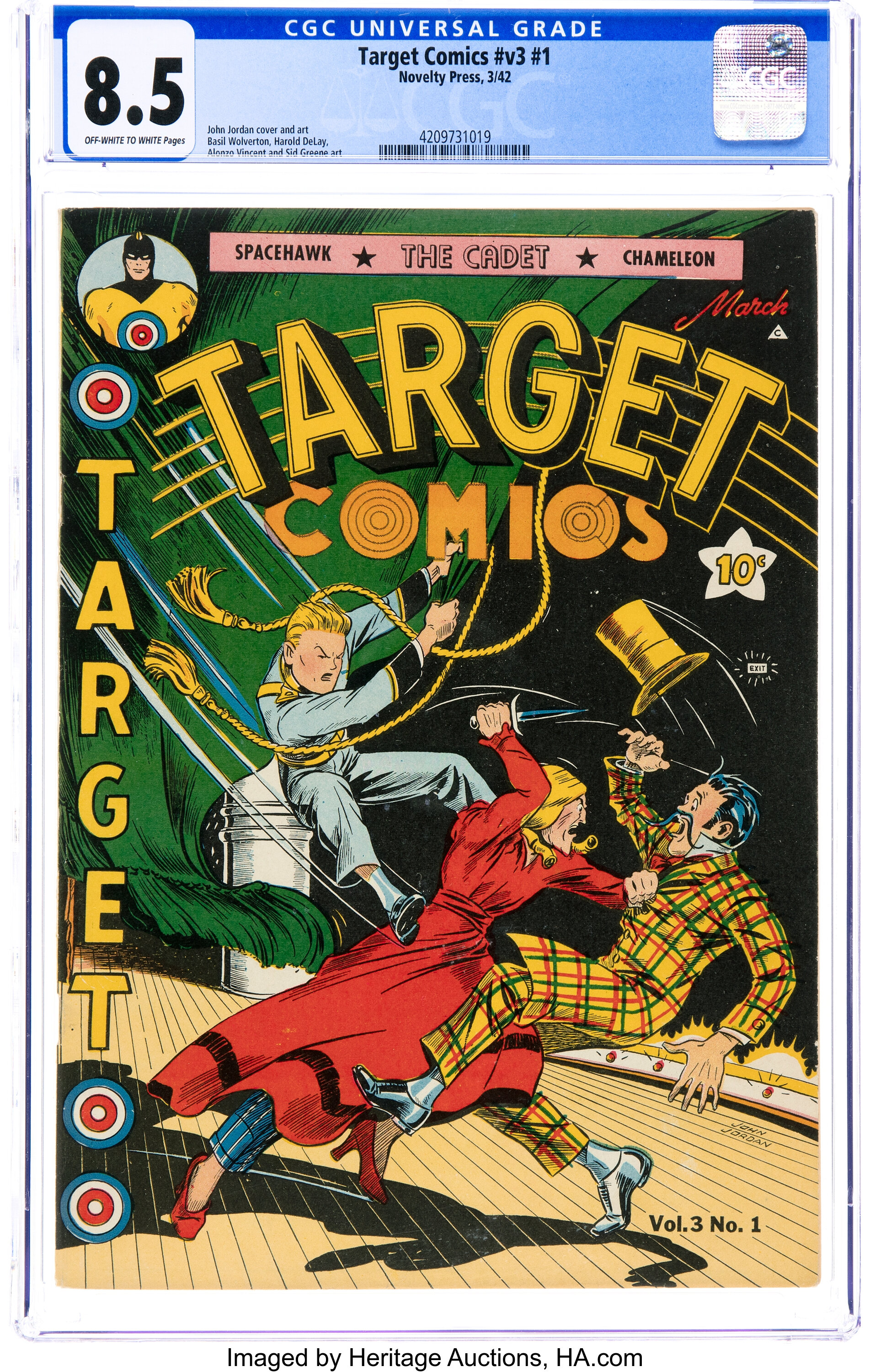 Target Comics V3#1 (Novelty Press, 1942) CGC VF+ 8.5 Off-white to | Lot ...