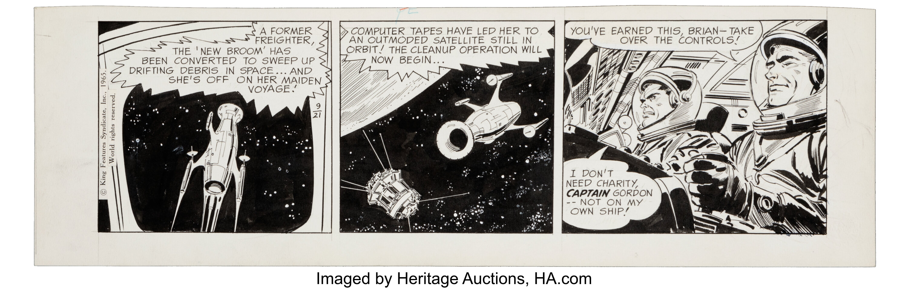 Dan Barry Flash Gordon Daily Comic Strip Original Art dated 9-21-65 ...