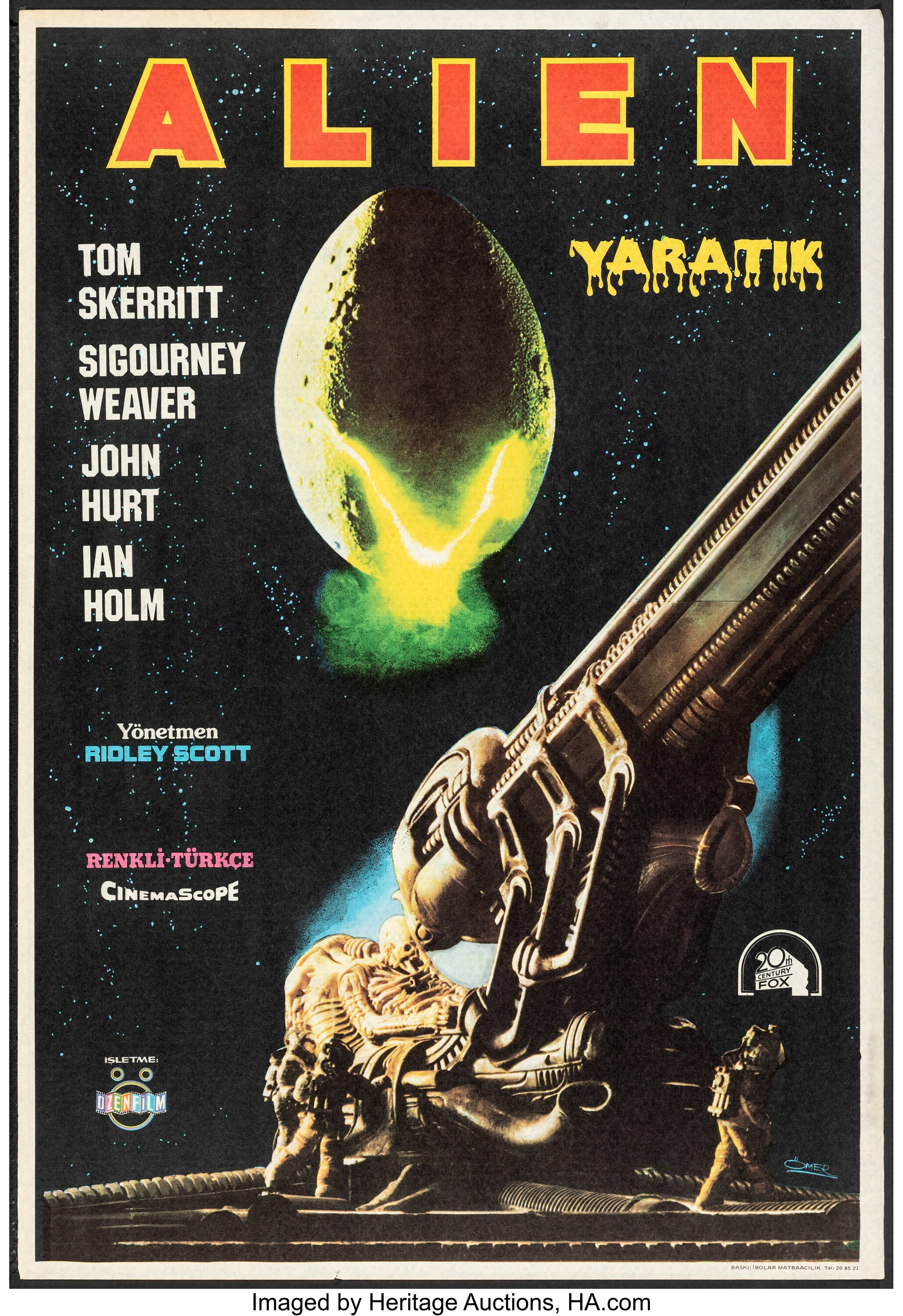 Alien (20th Century Fox, 1979). Rolled, Very Fine+. Turkish One | Lot ...