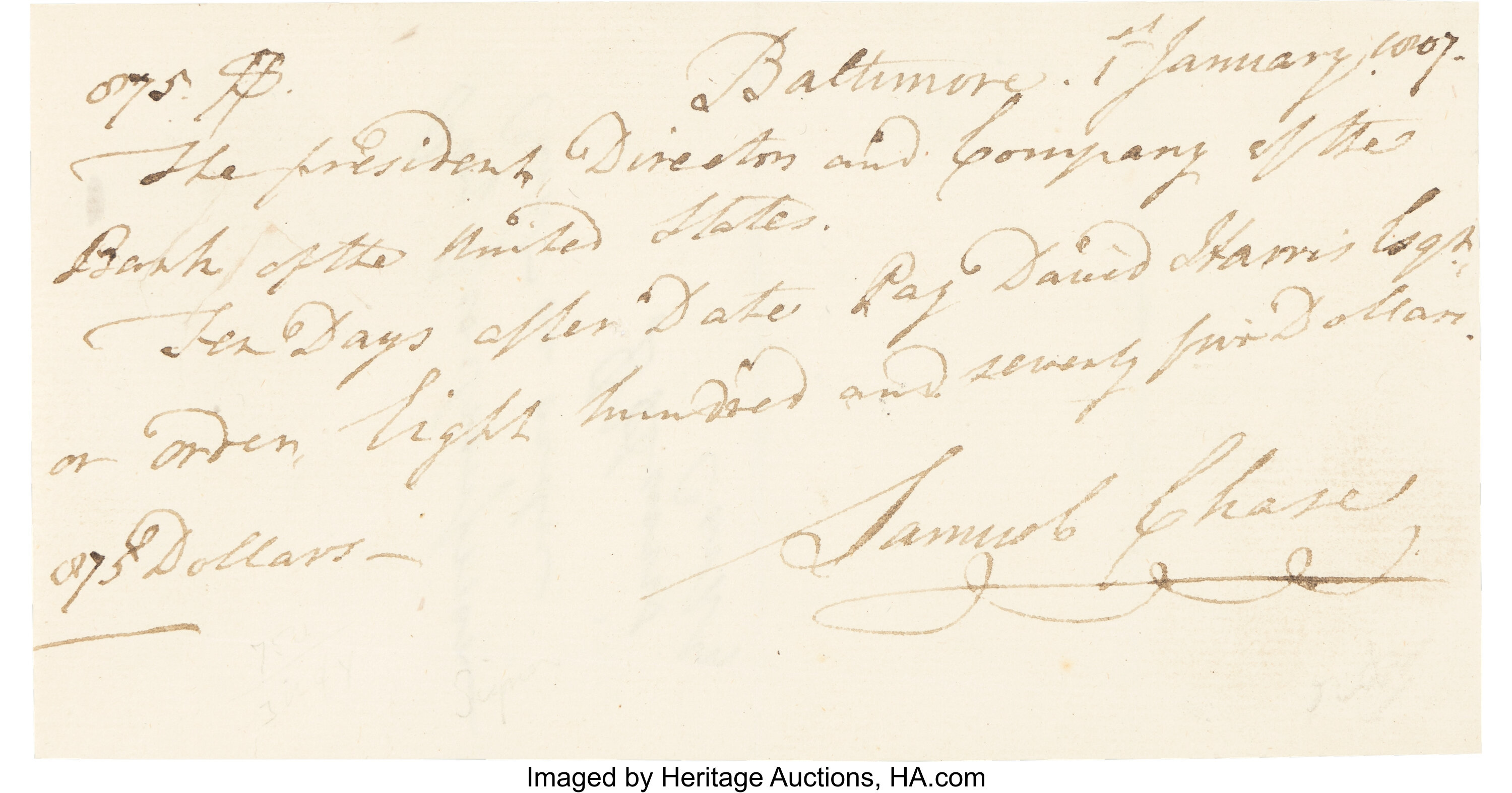 Signer of the Declaration of Independence, Samuel Chase Autograph | Lot ...