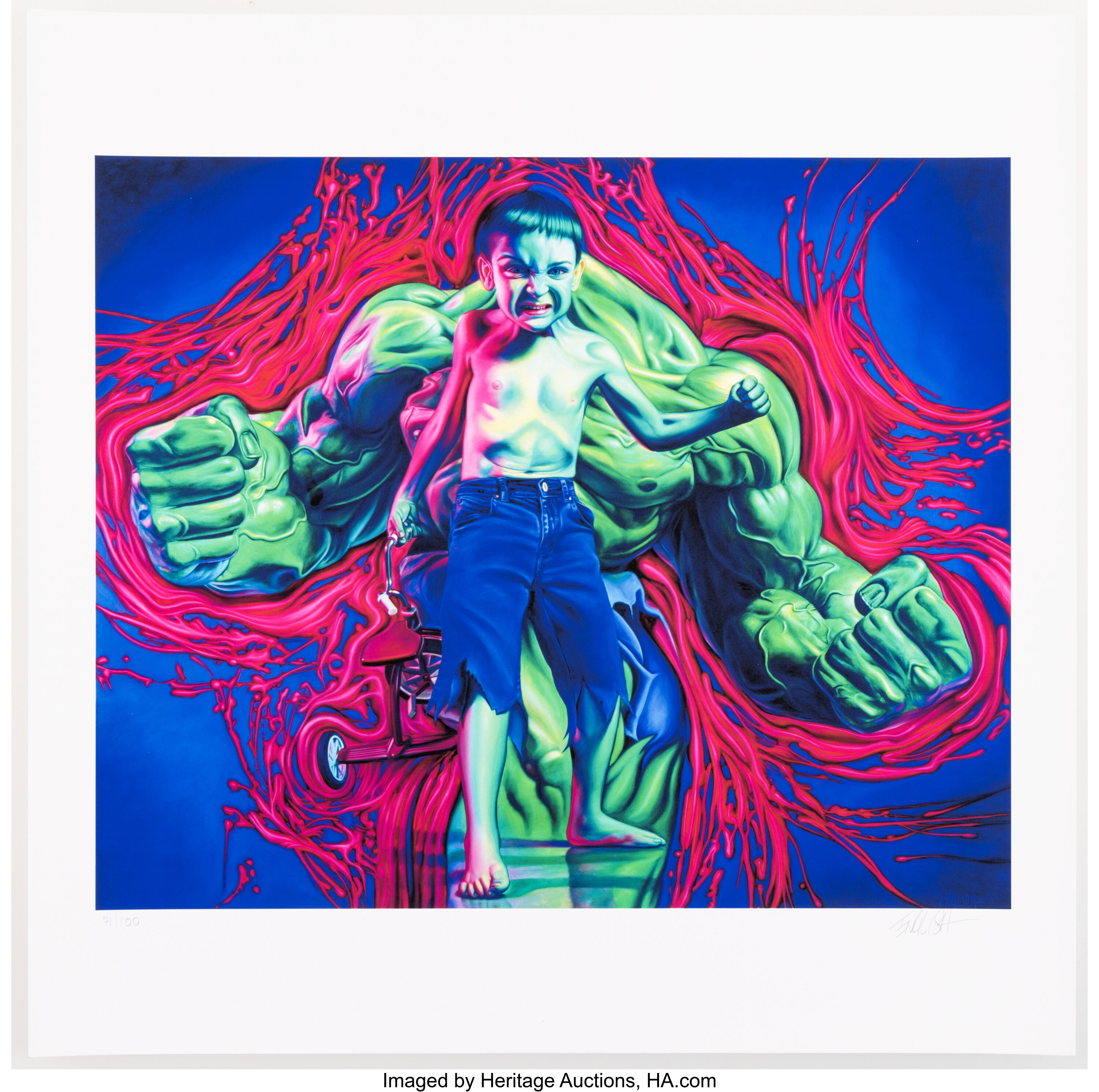 Ron English Hulk Boy Signed and Numbered Print #71/100 (English, | Lot ...