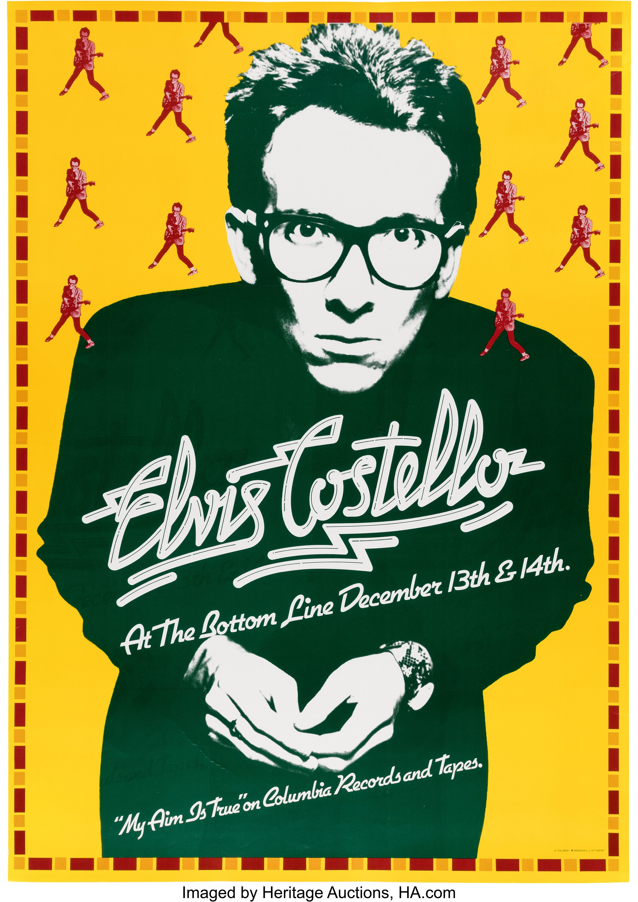 Elvis Costello 1977 Bottom Line Club, New York "My Aim Is True" | Lot ...