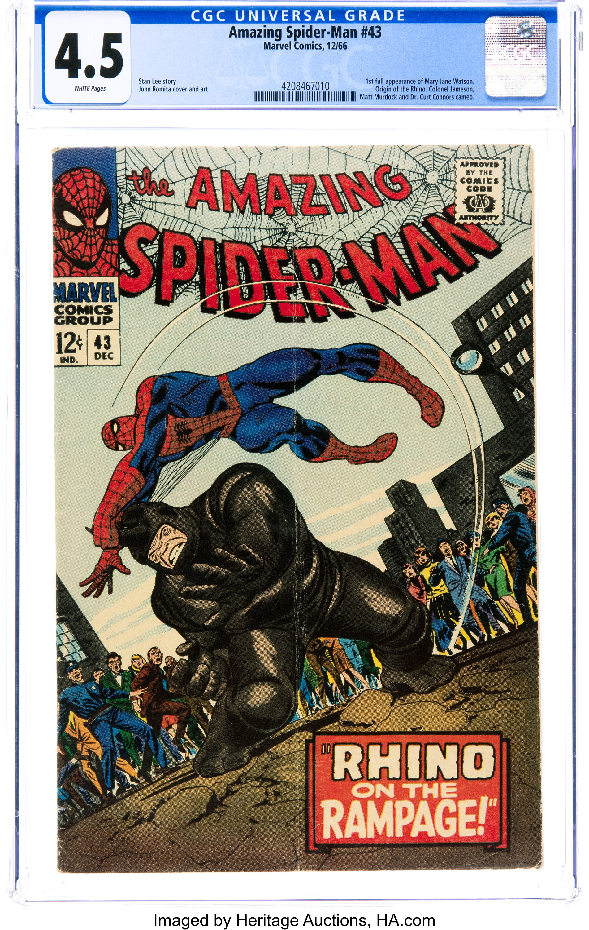 The Amazing Spider-Man #43 (Marvel, 1966) CGC VG+ 4.5 White | Lot ...
