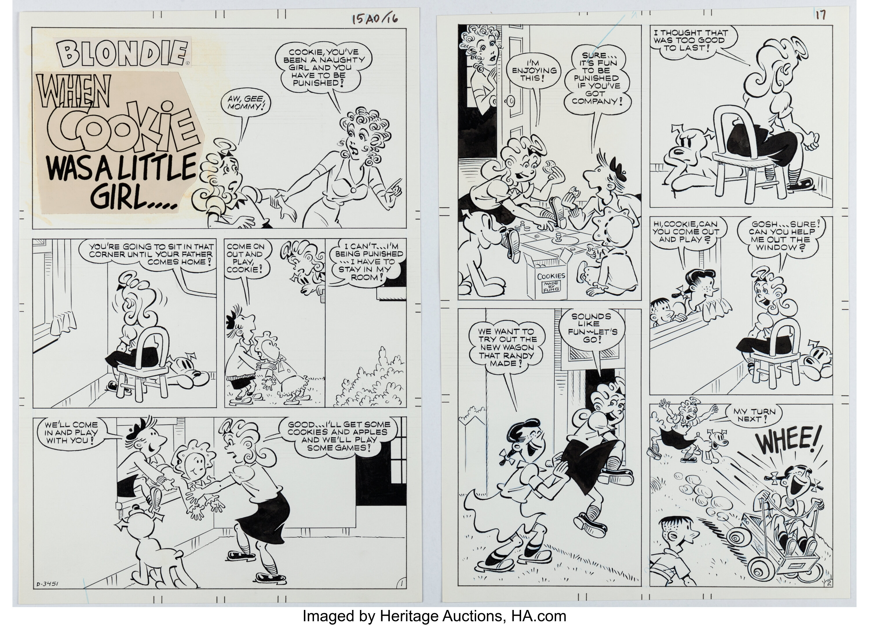 Paul Fung, Jr. Blondie #201 Two Complete Stories Original Art Group ...