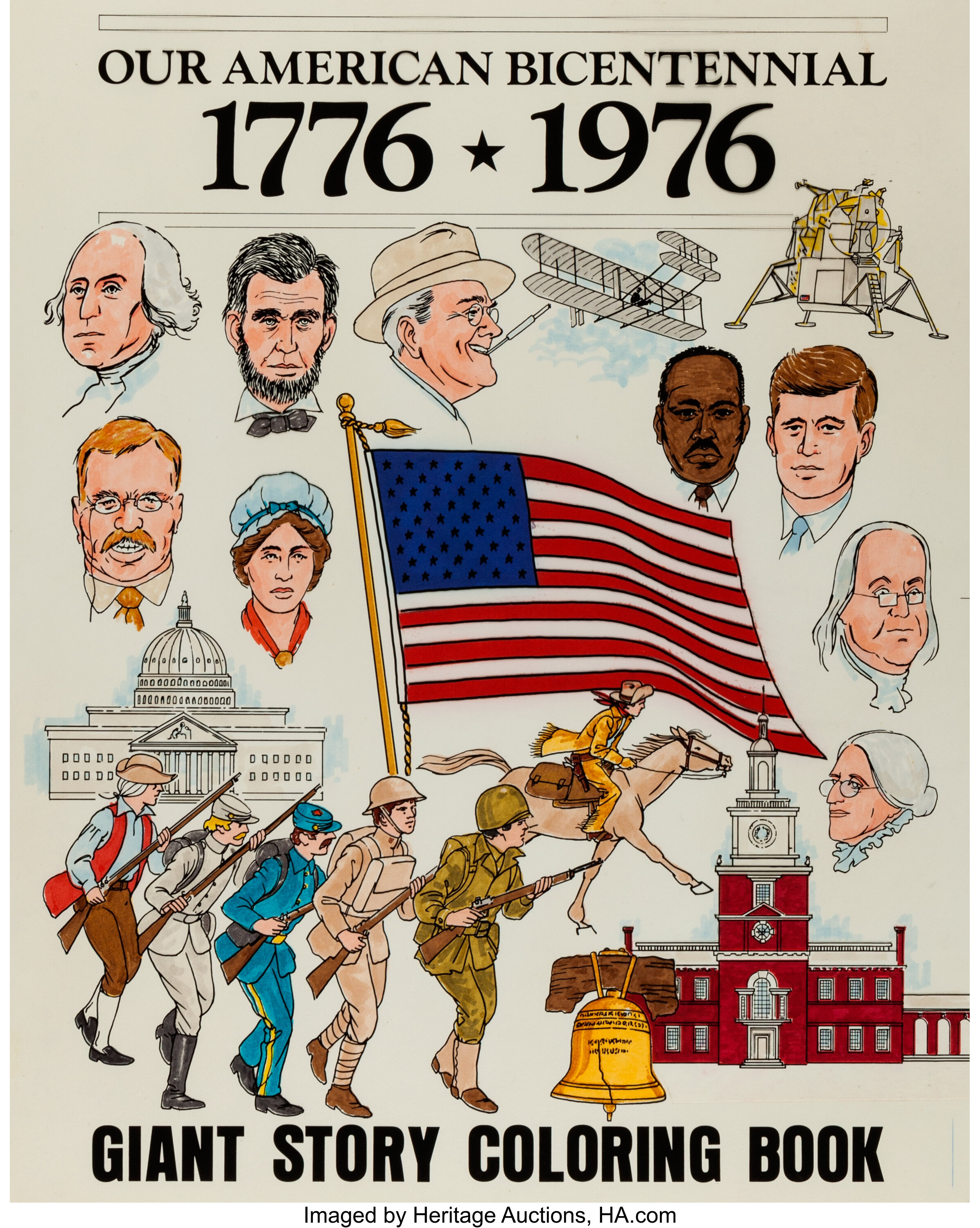 Our American Bicentennial Giant Coloring Book Illustrations | Lot ...