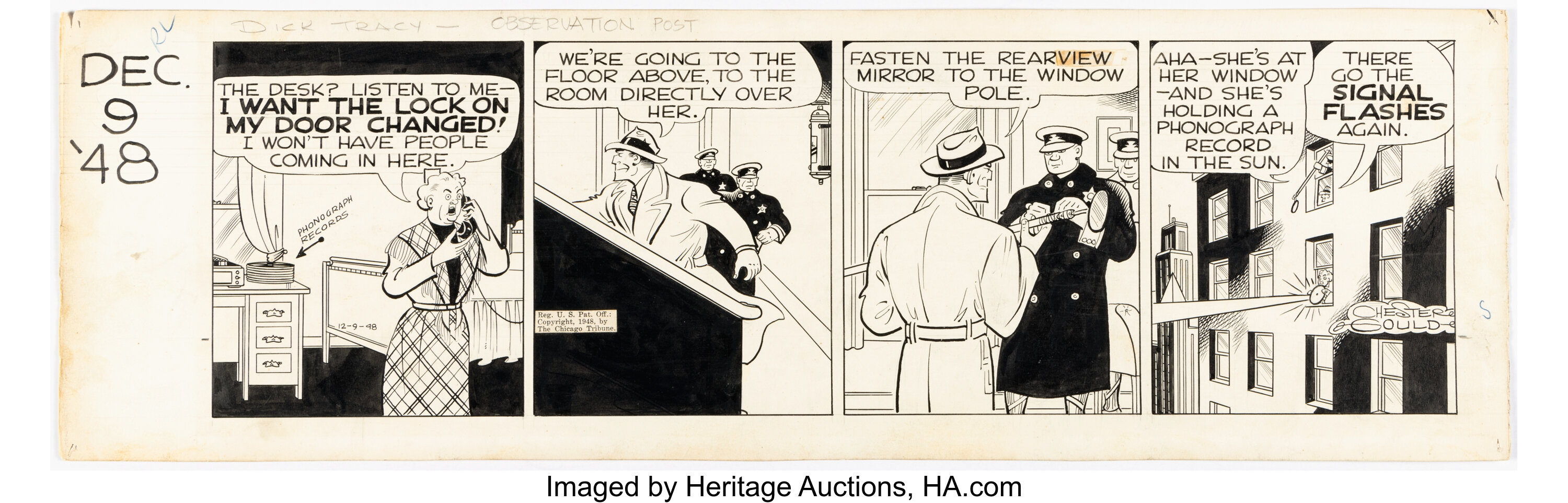 Chester Gould Dick Tracy Daily Comic Strip Original Art dated | Lot ...