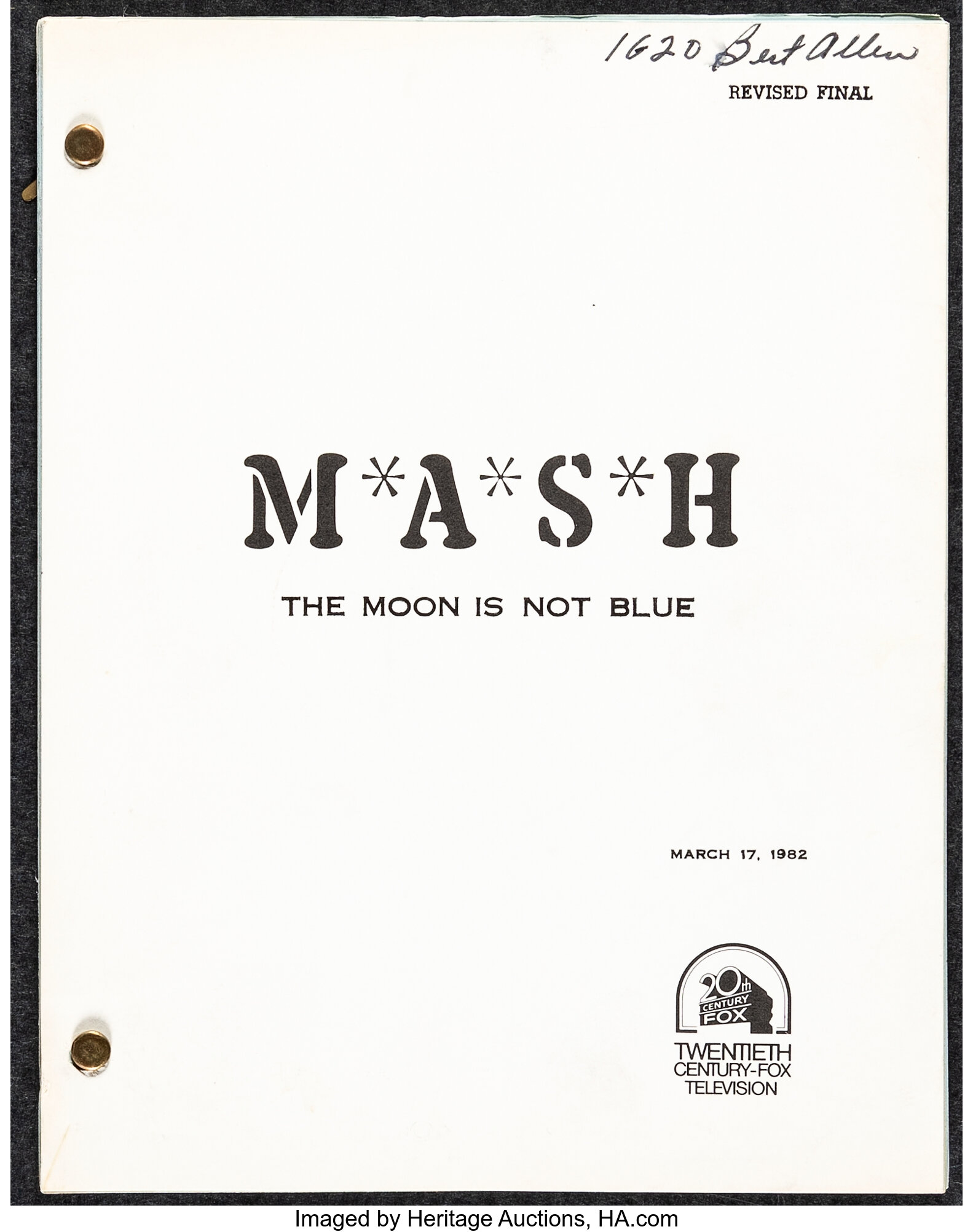 MASH, "The Moon Is Not Blue" (CBS, 1982). Very Fine-. Television | Lot ...
