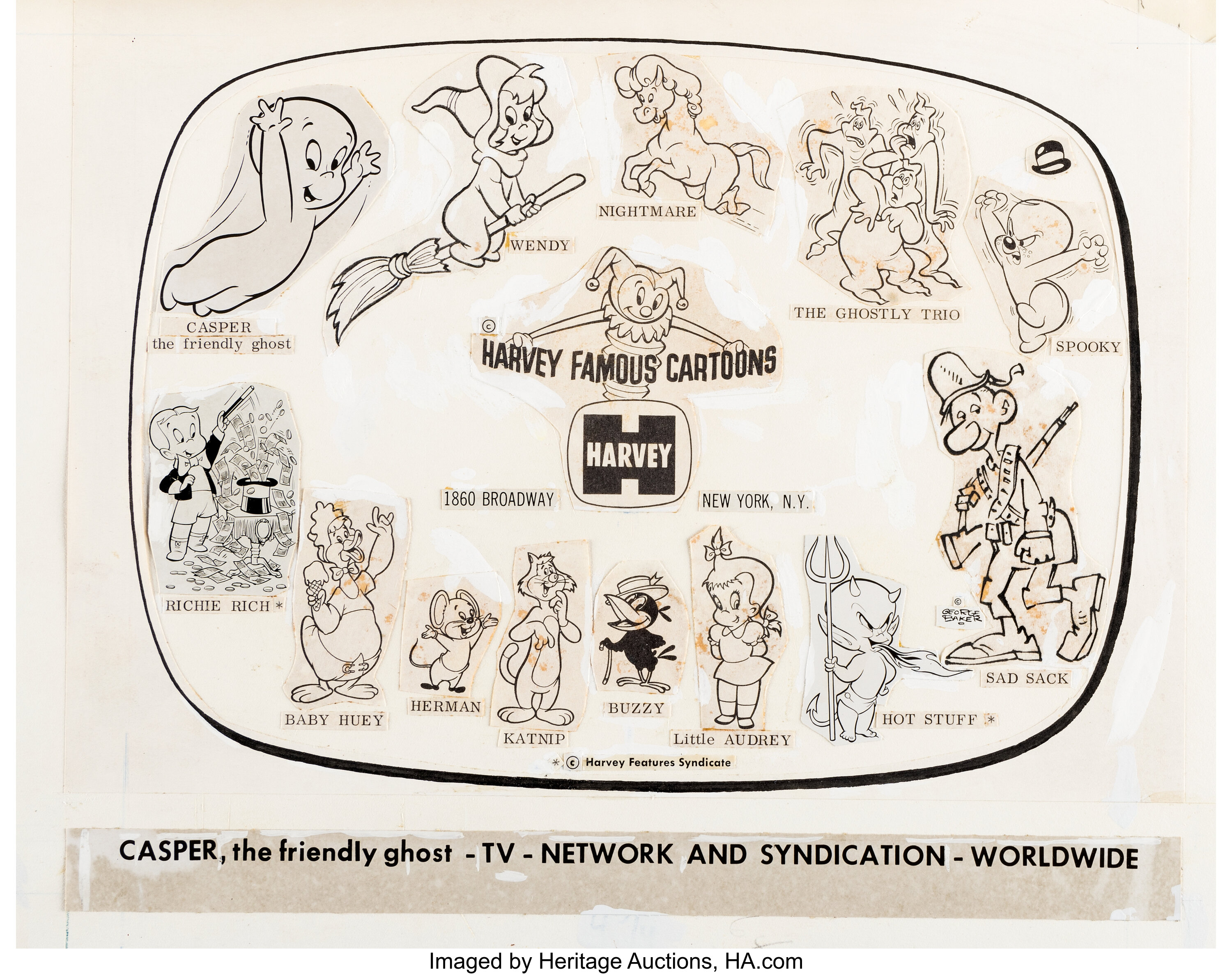 Harvey Famous Cartoons Promotional Advertisement Production Art and ...