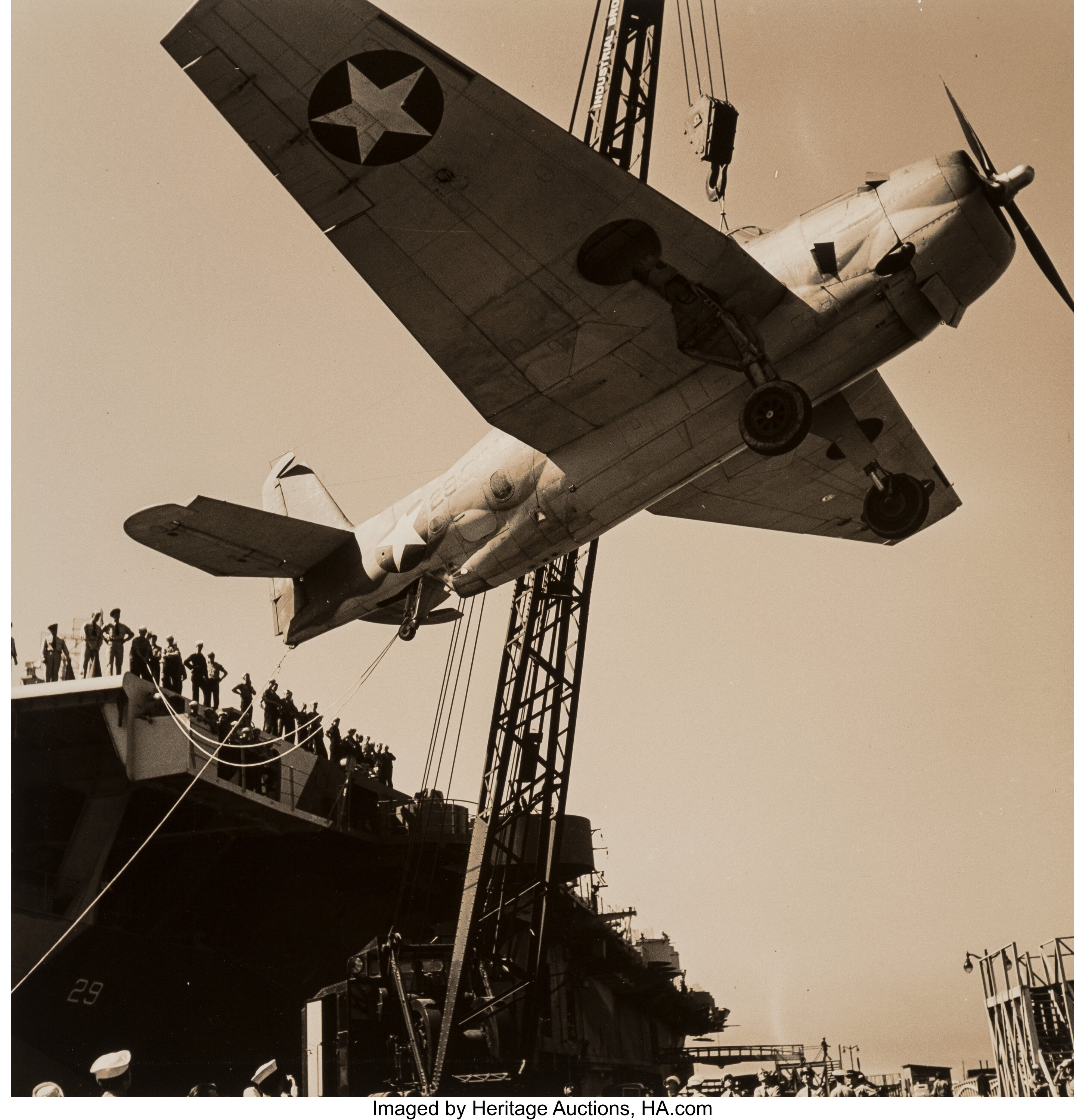 Horace Bristol (American, 1909-1997). Loading Bomber on Carrier, | Lot ...