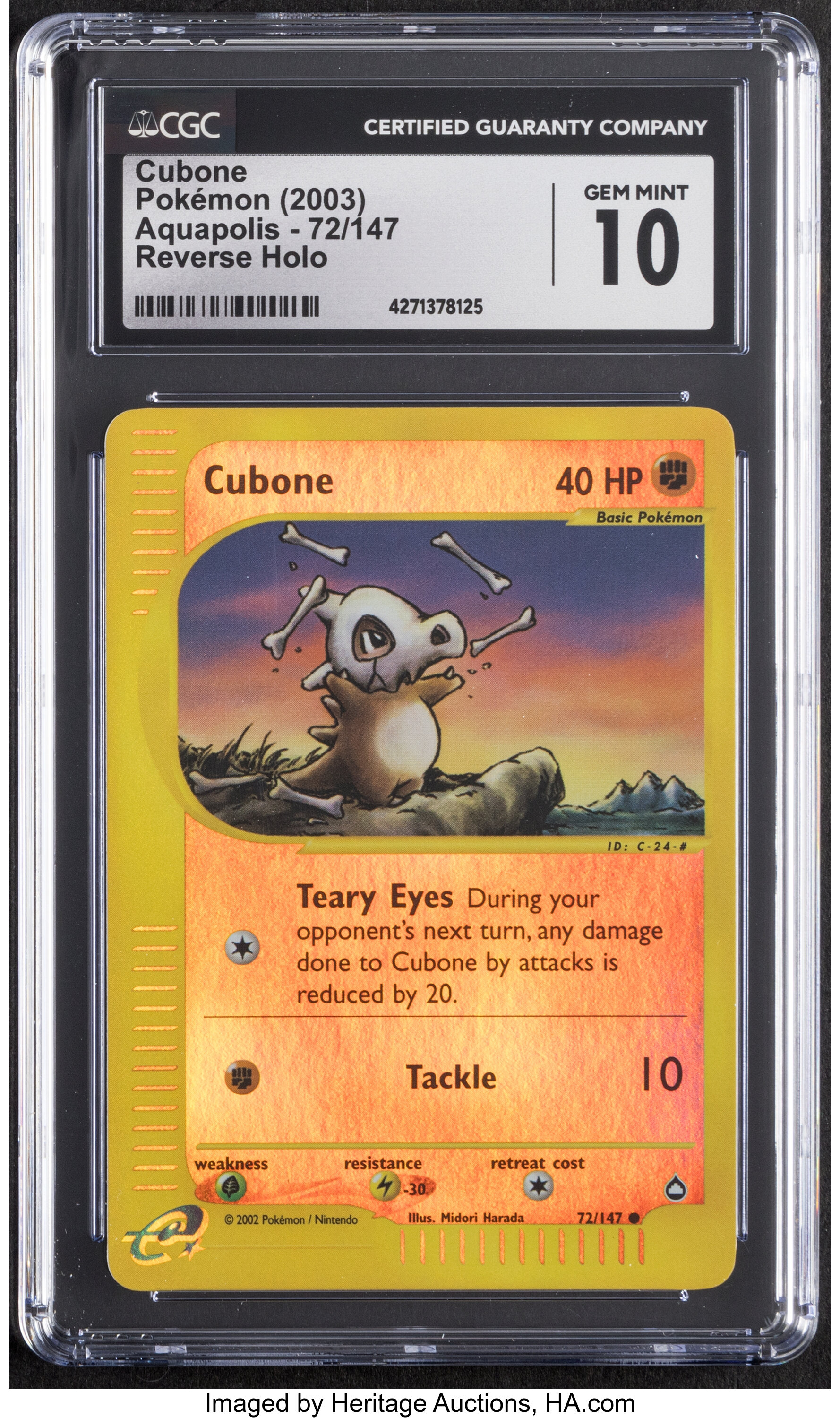 Pokémon Cubone #72 Aquapolis CGC Trading Card Game Gem Mint 10 (The ...
