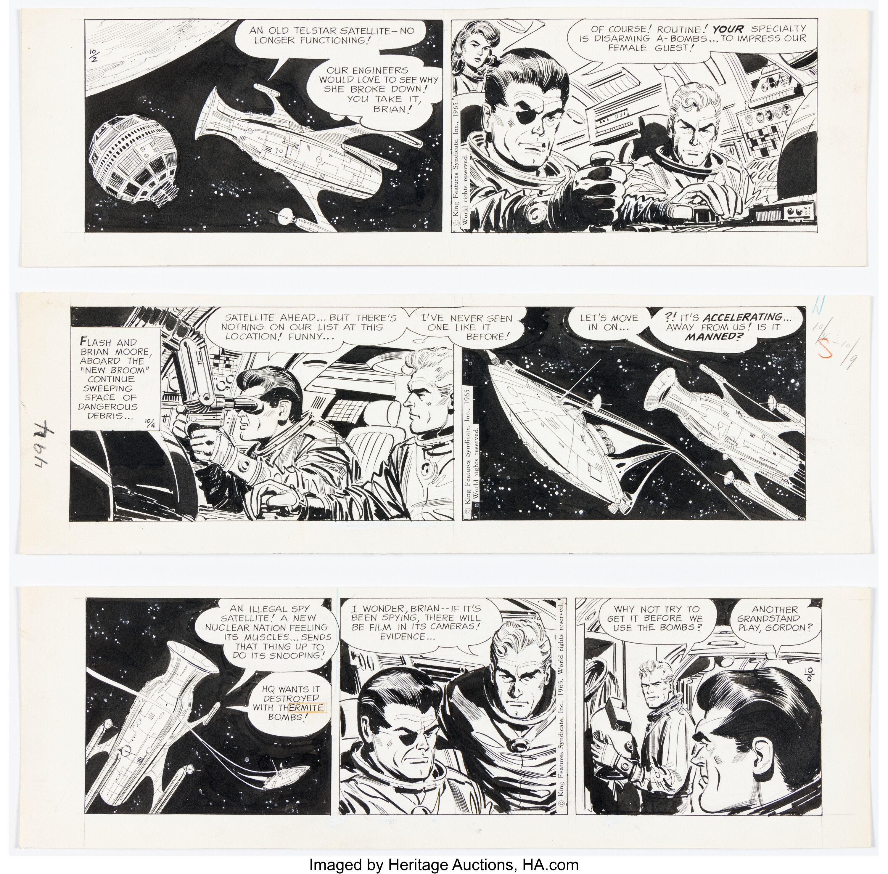 Dan Barry Flash Gordon Daily Comic Strips Original Art Group of 3 | Lot ...
