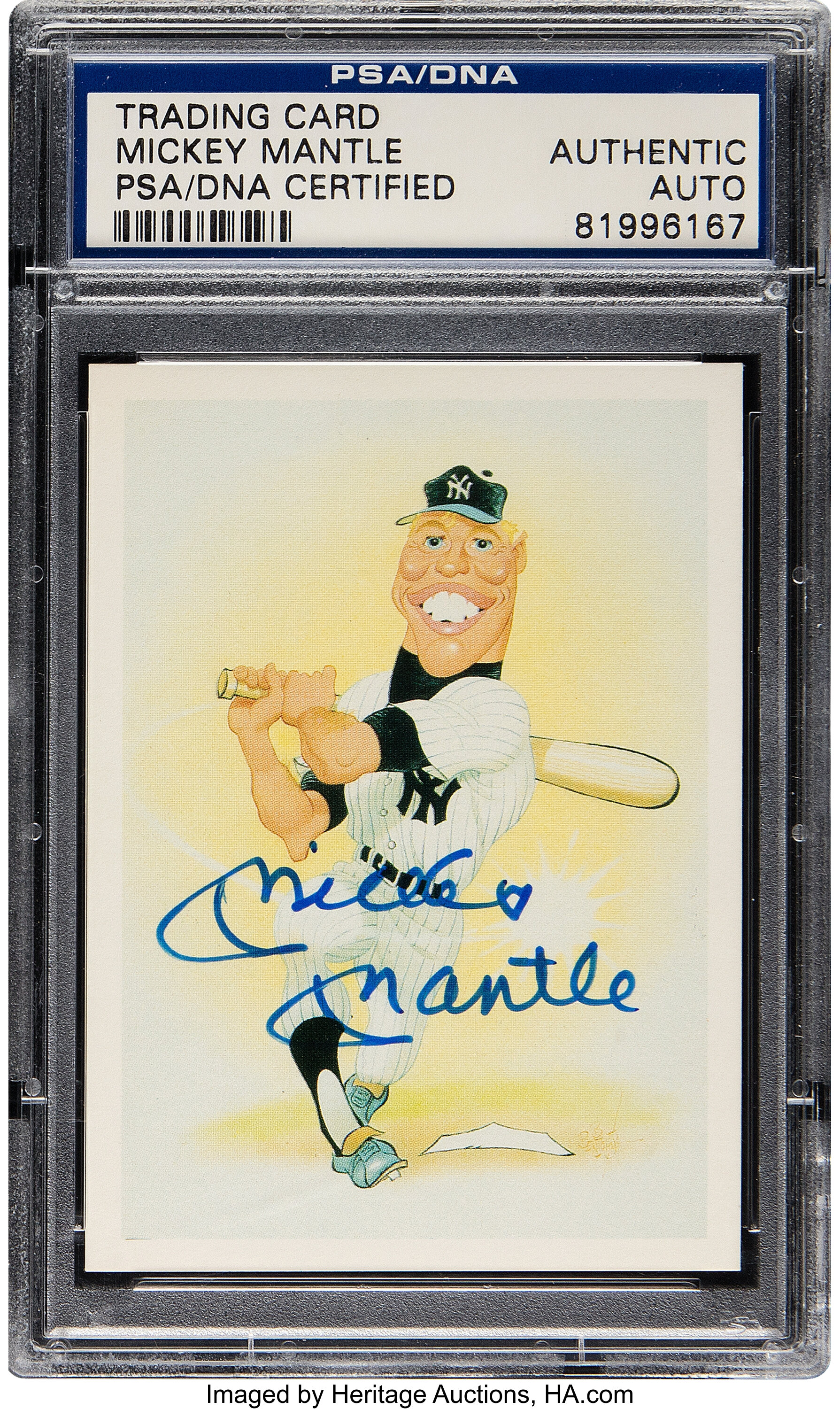 Signed 1985 Baseball Greats Caricatures Mickey Mantle #7 PSA/DNA | Lot ...