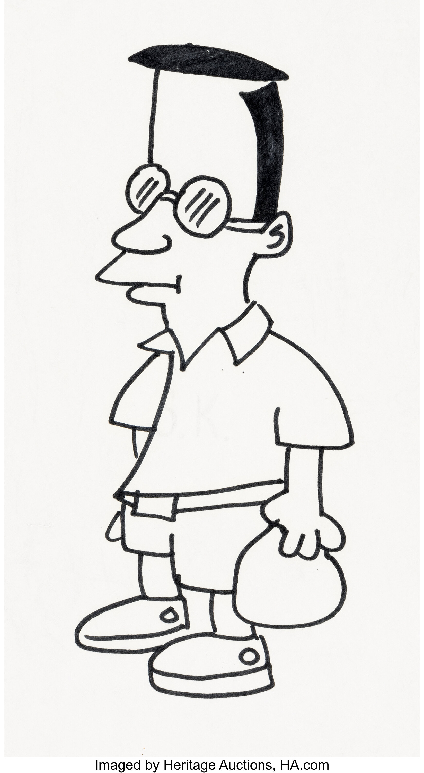 Matt Groening Original The Simpsons Concept Drawing of Milhouse | Lot ...