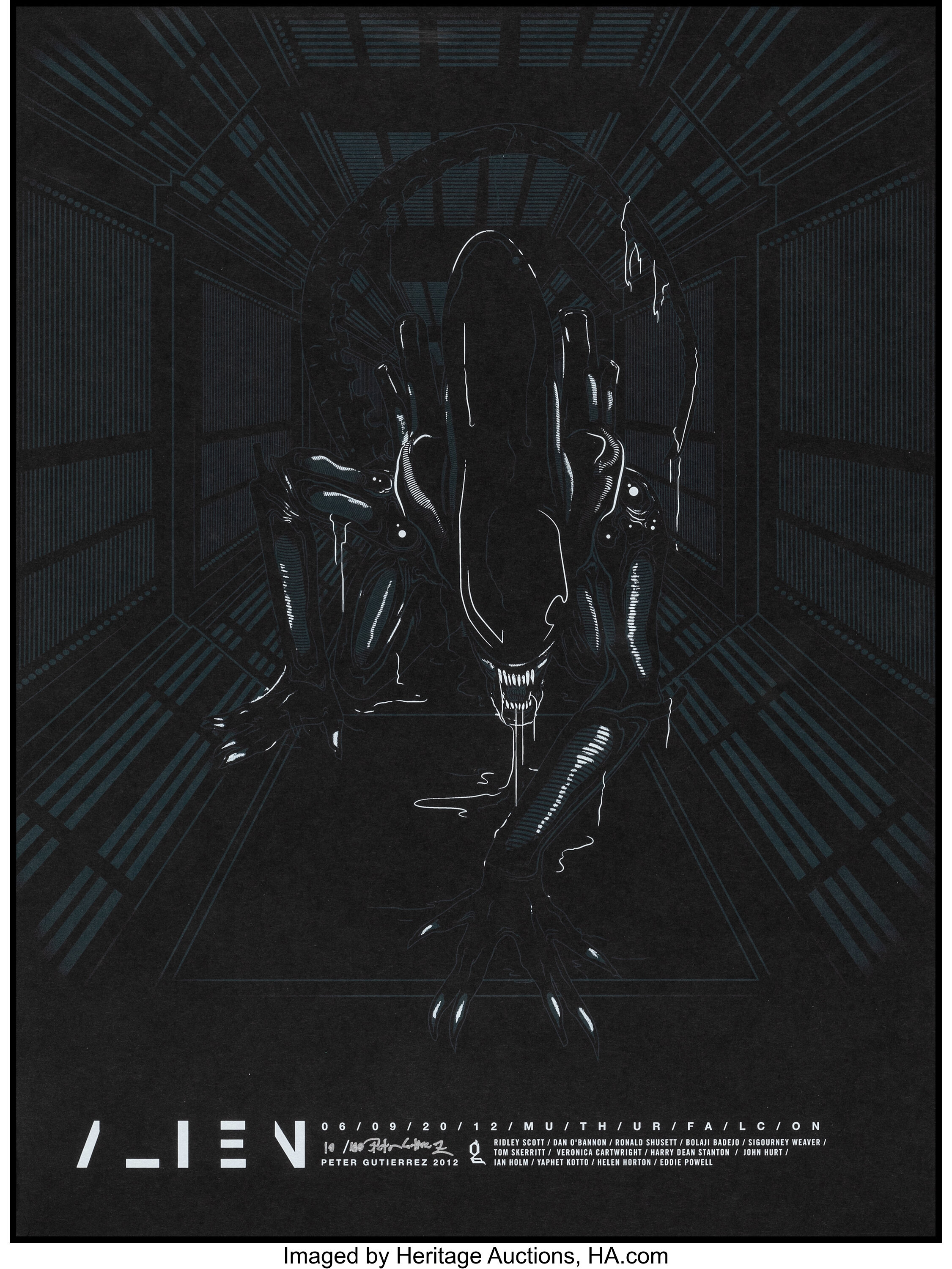 Alien 10/100 by Peter Gutierrez (2012). Rolled, Near Mint. Hand | Lot ...