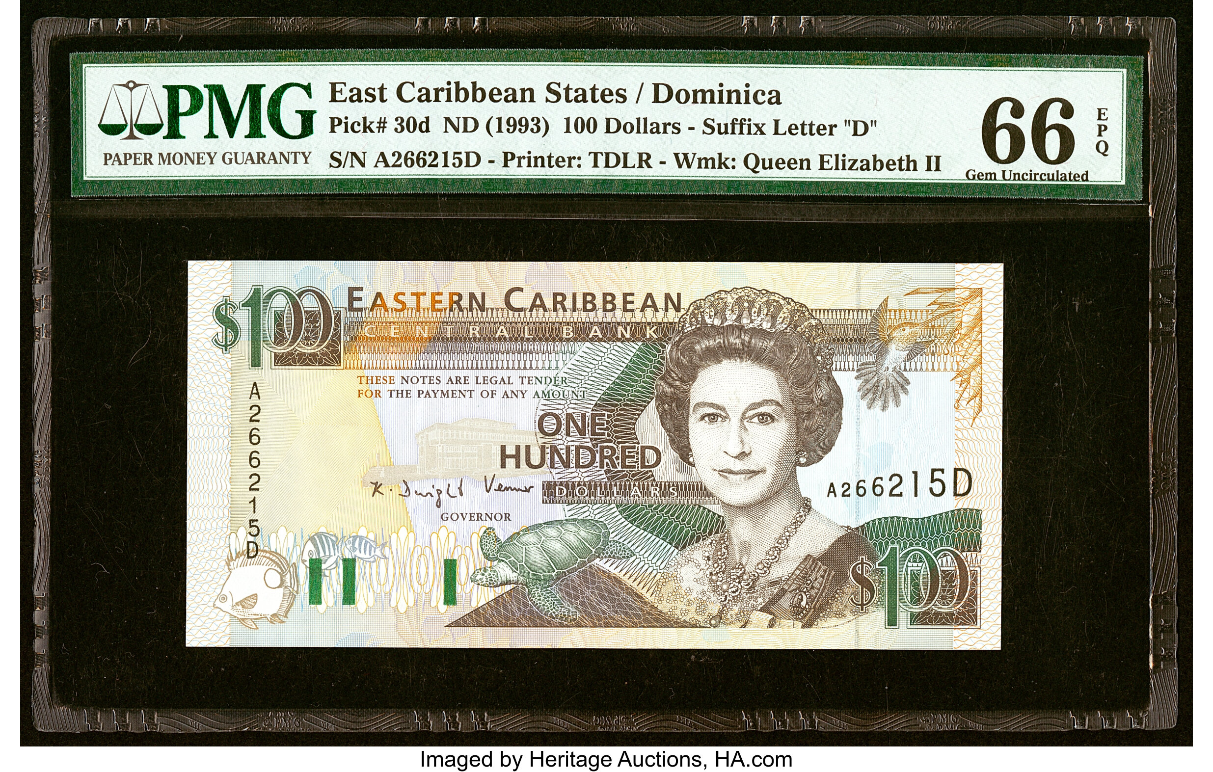 East Caribbean States Central Bank, Dominica 100 Dollars ND (1993 ...