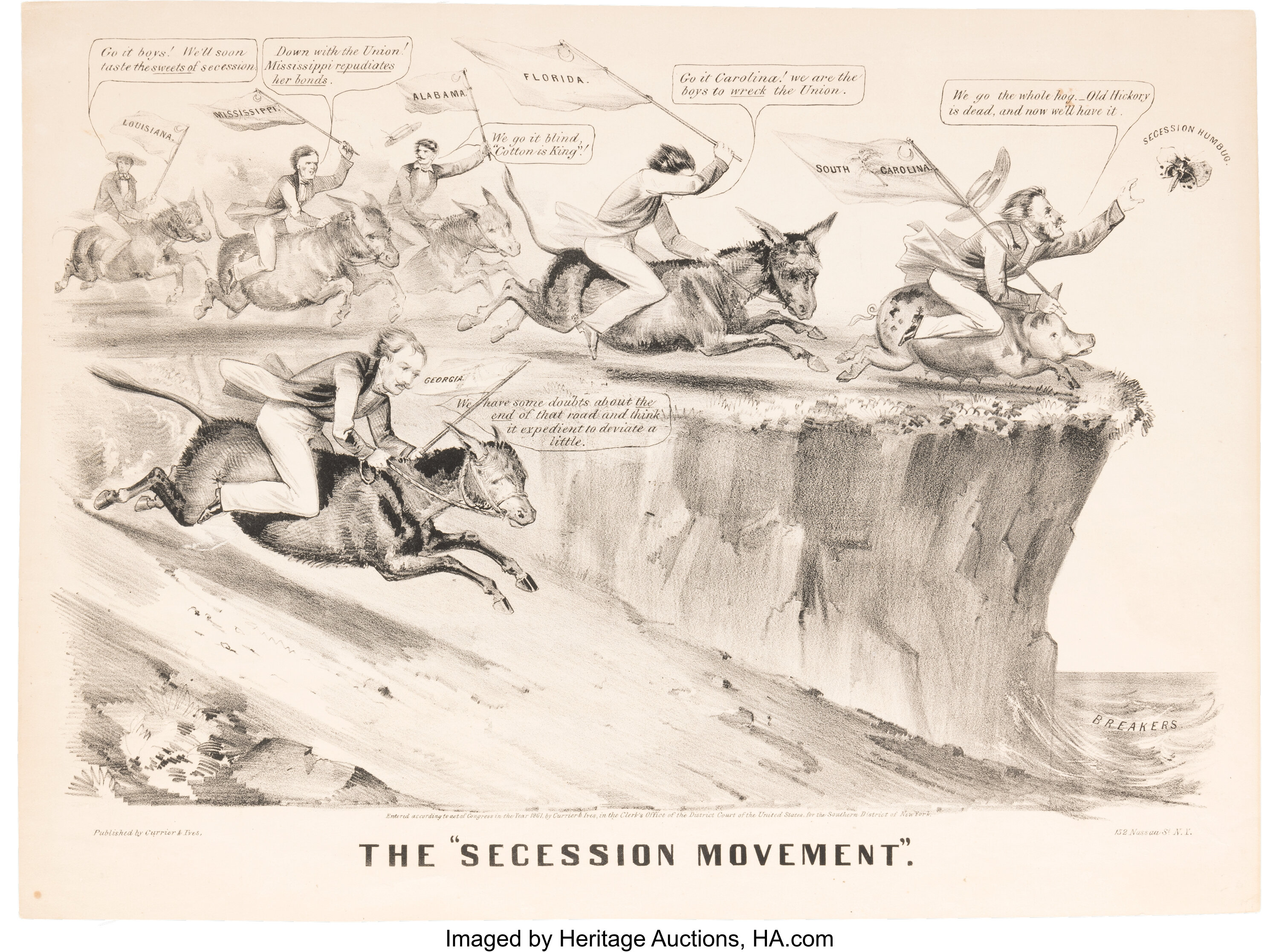 Civil War: An Anti-Democratic Party Cartoon Titled, "The Secession ...