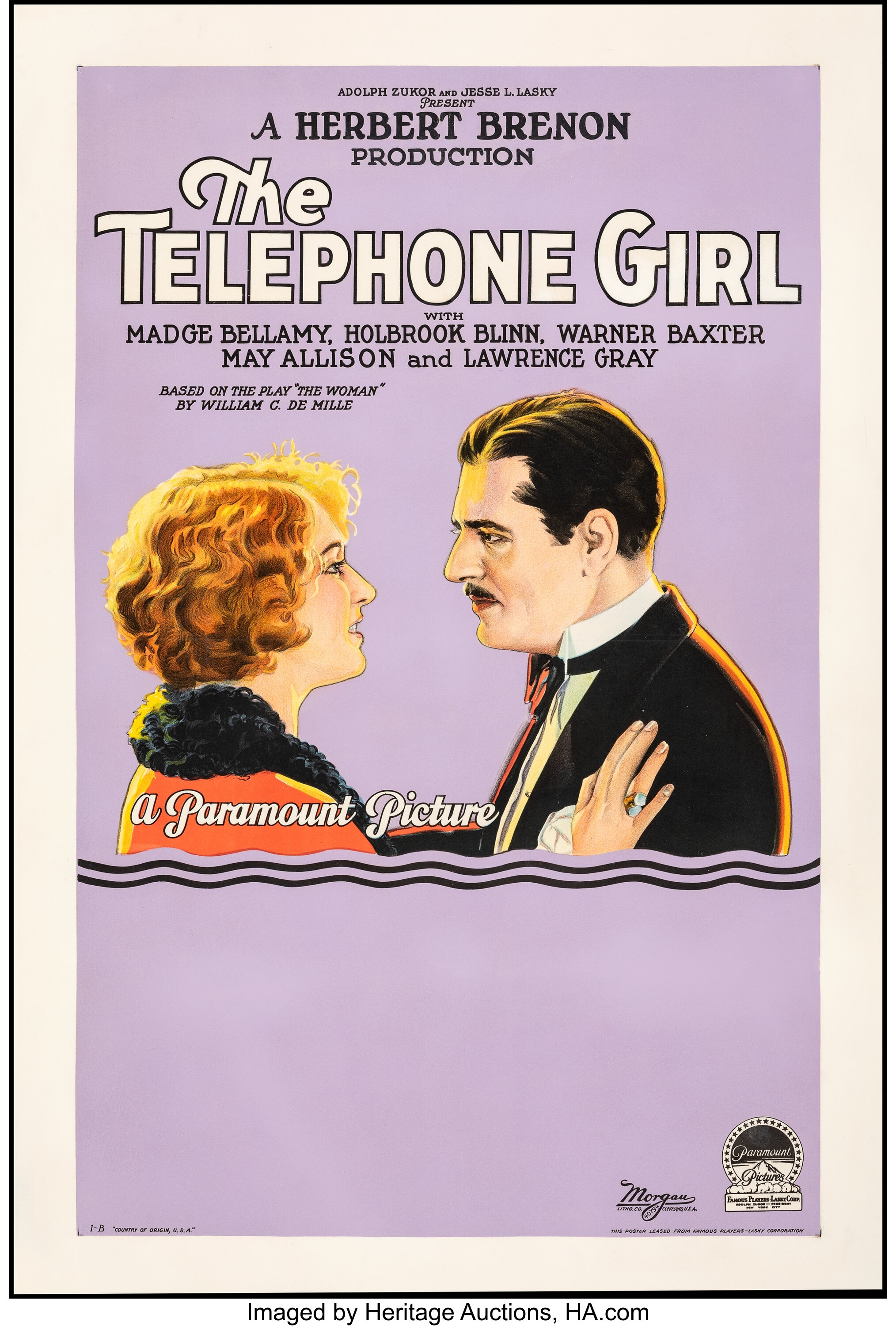 The Telephone Girl (Paramount, 1927). Fine/Very Fine on Linen. One ...