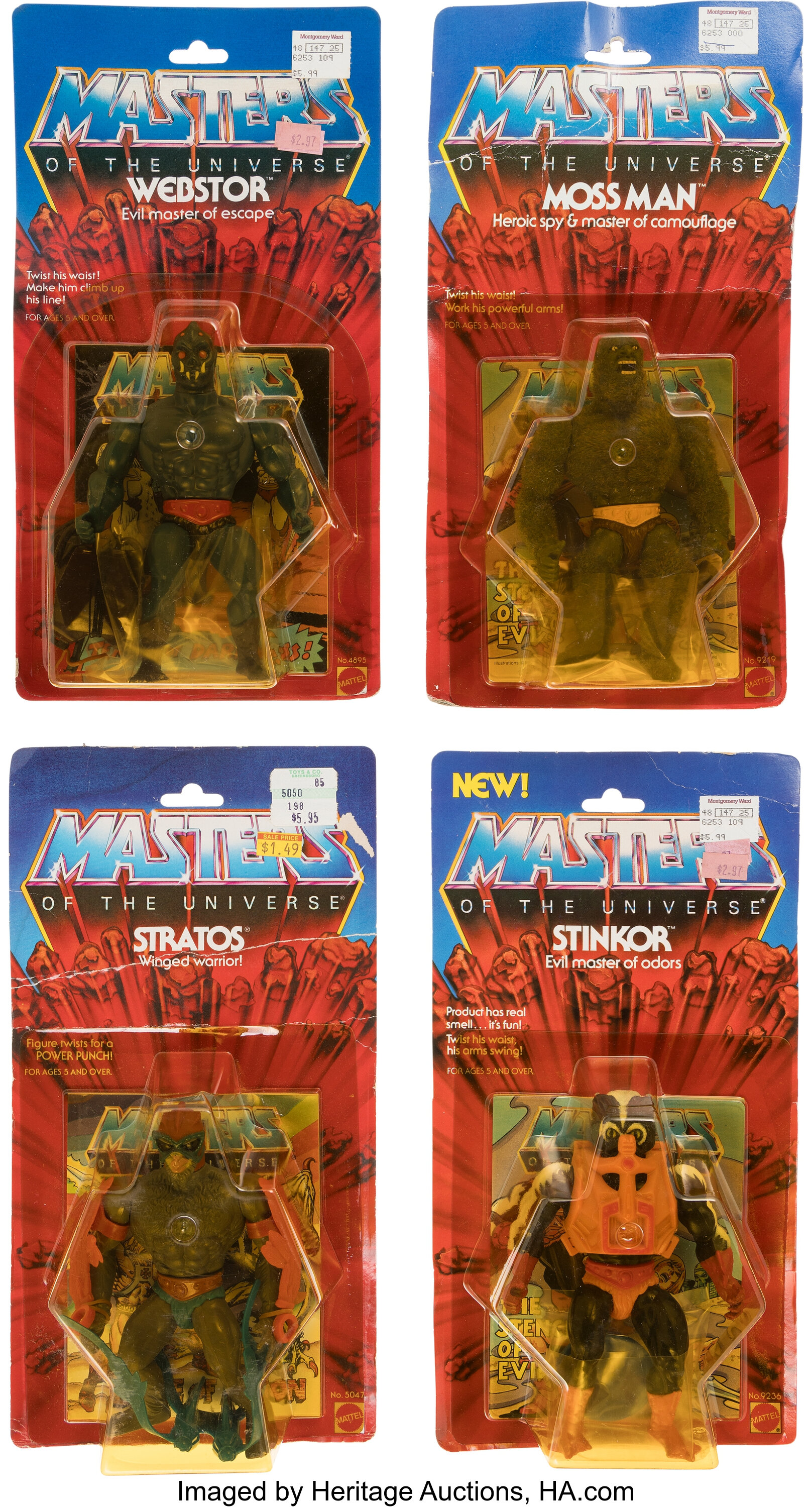 Masters of The Universe Webstor, Moss Man, Stinkor, and Stratos | Lot ...