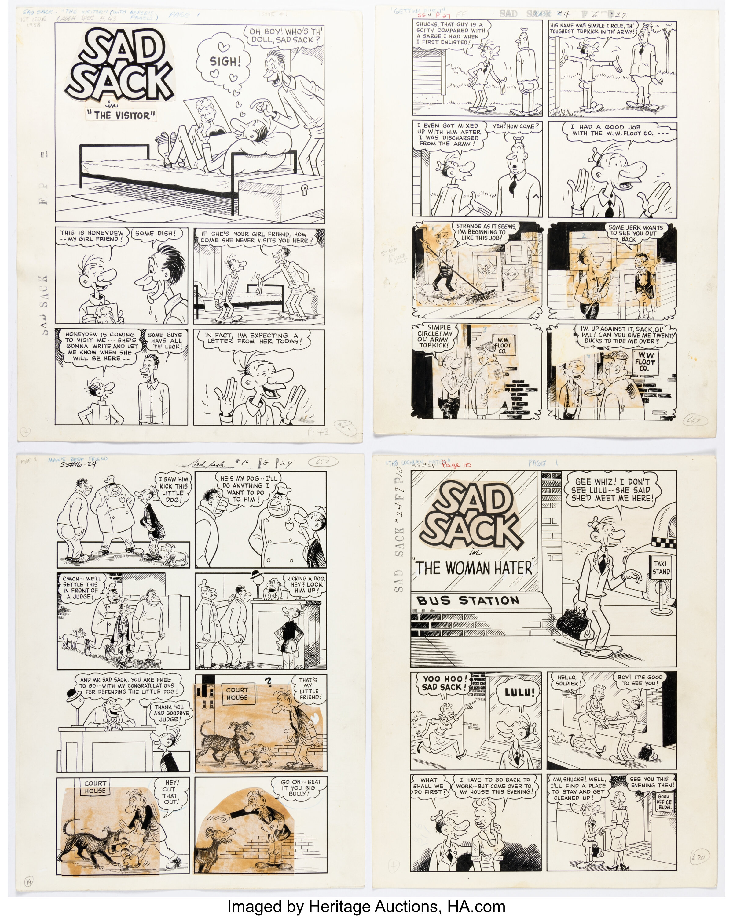 Harvey Artist - Sad Sack Comic Story Pages Original Art Group of 7 ...