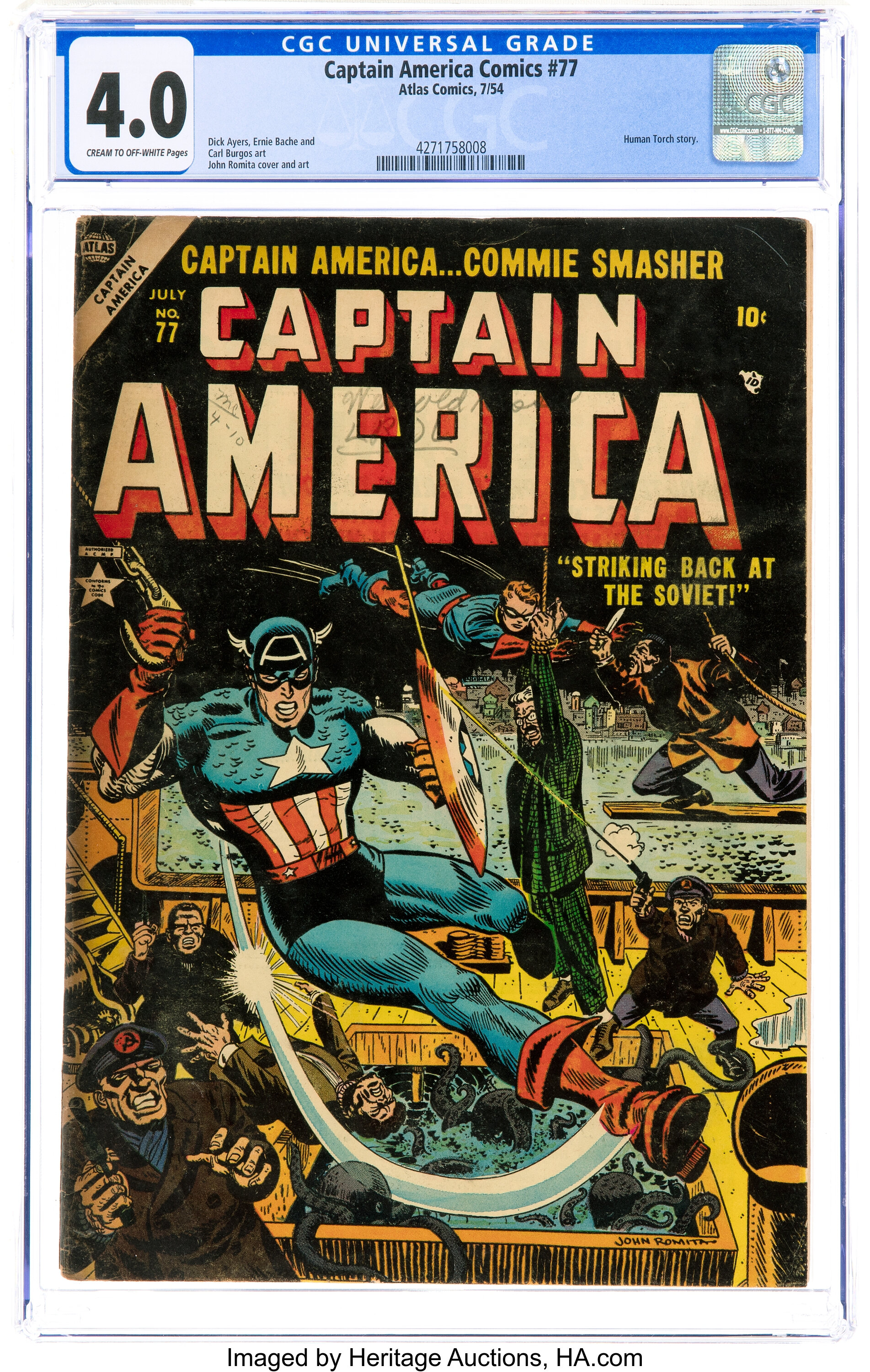 Captain America Comics #77 (Atlas, 1954) CGC VG 4.0 Cream to | Lot ...